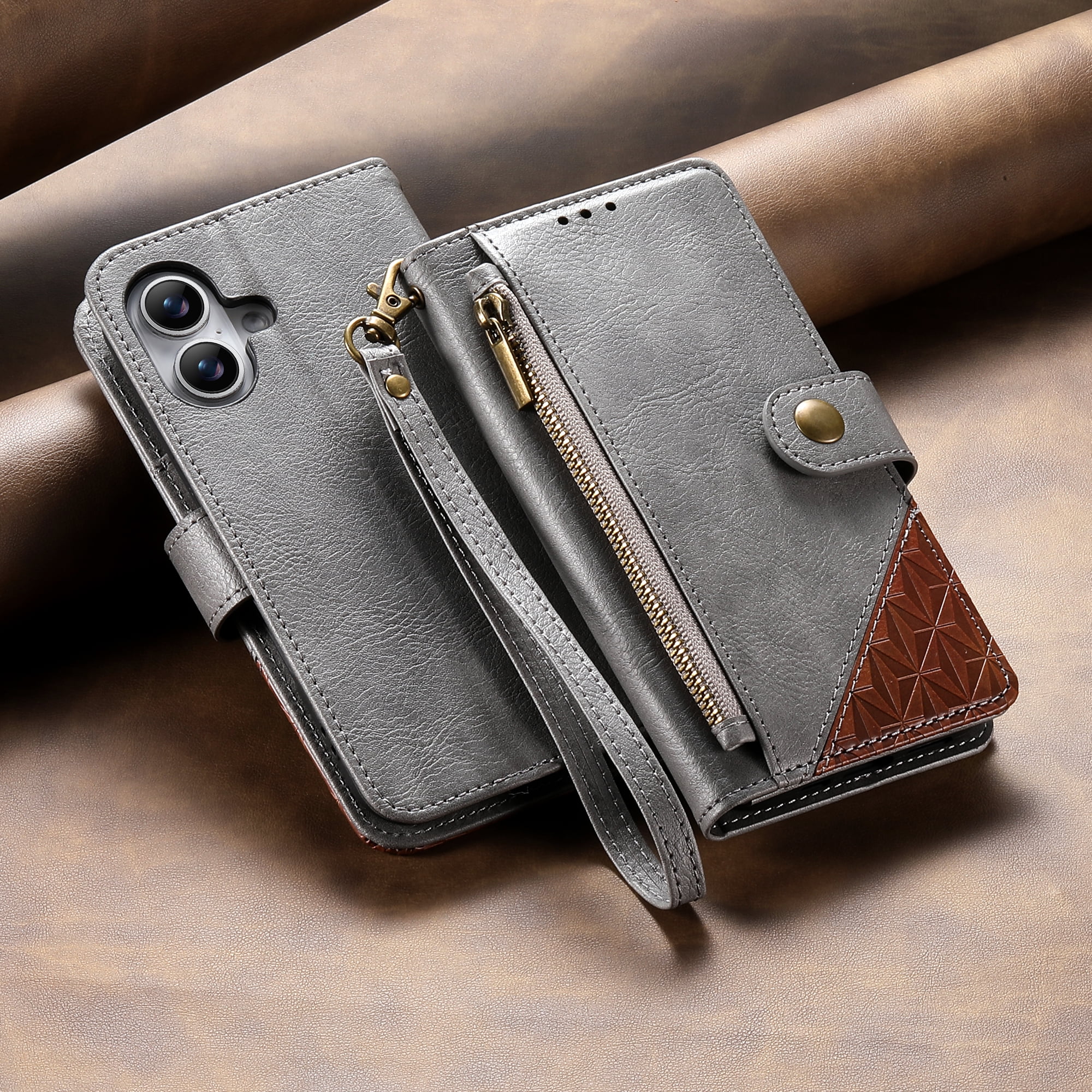 ELEHOLD For iPhone 16 Wallet Case,Business Leather Shockproof PU ...