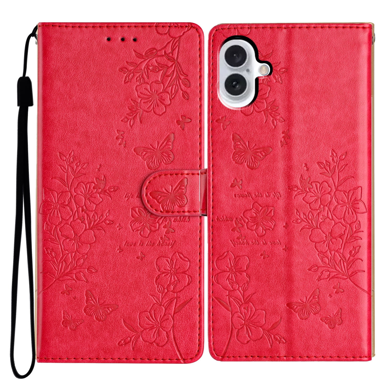 ELEHOLD For iPhone 17 Flip Wallet Case with Card Slot Shockproof Floral ...