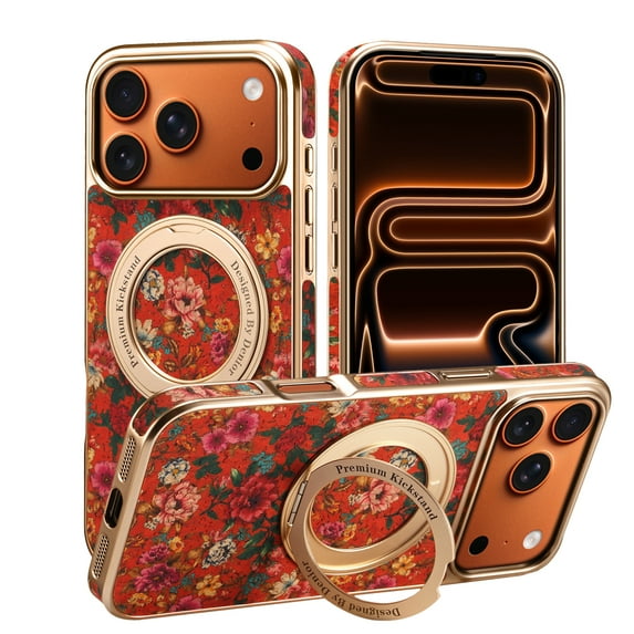 ELEHOLD For iPhone 17 Pro Magnetic Case , Luxury Vintage Floral ...