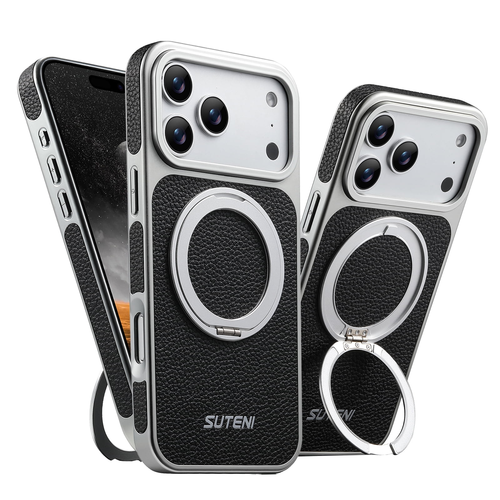 ELEHOLD For iPhone 17 Pro Magnetic Case with Ring Kickstand Shockproof ...