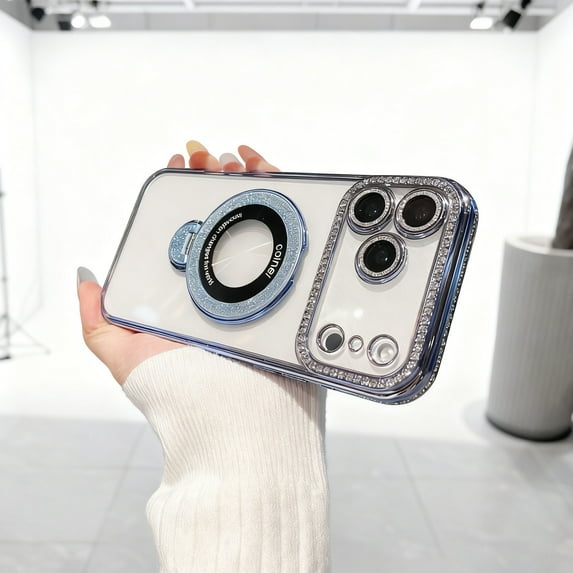 ELEHOLD For iPhone 17 Pro Max Magnetic Case, Plating Bling Glitter ...