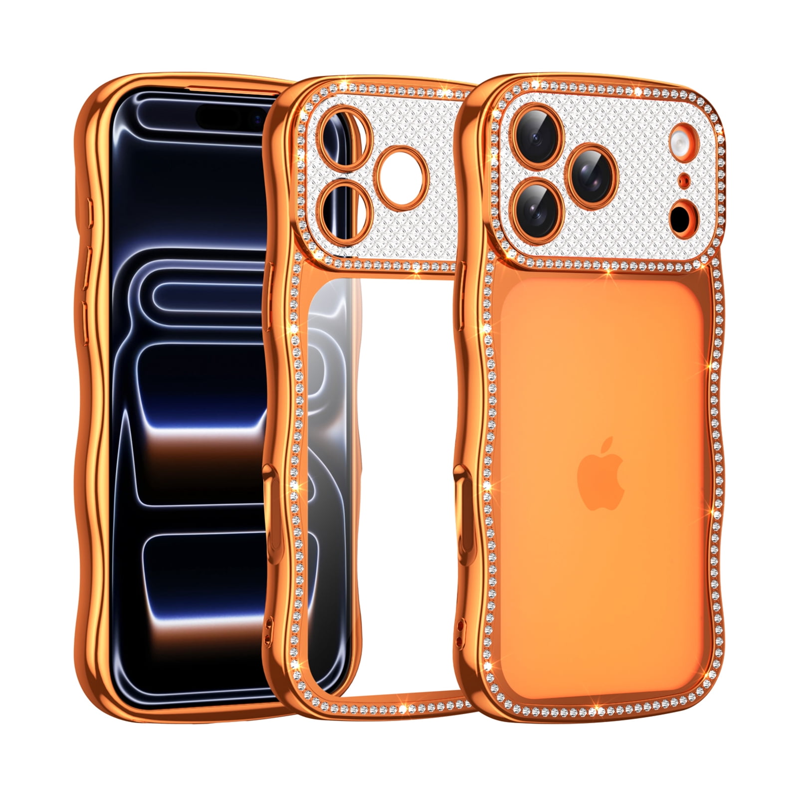 ELEHOLD For iPhone 17 Pro Max Protection Case, Wavy Edge Glitter ...