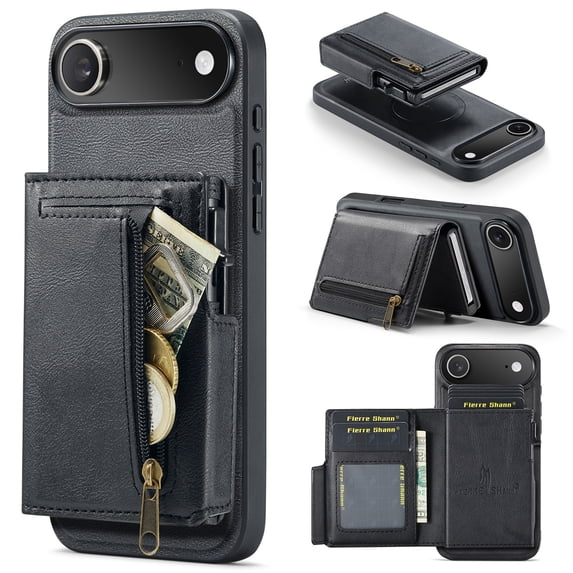 ELEHOLD For iPhone Air Magnetic Wallet Case, PU Leather 2-in-1 ...