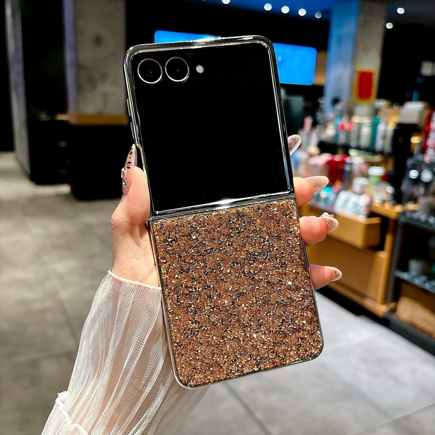 ELEHOLD Glitter Back Case For Samsung Galaxy Z Flip 7, Bling Diamond ...