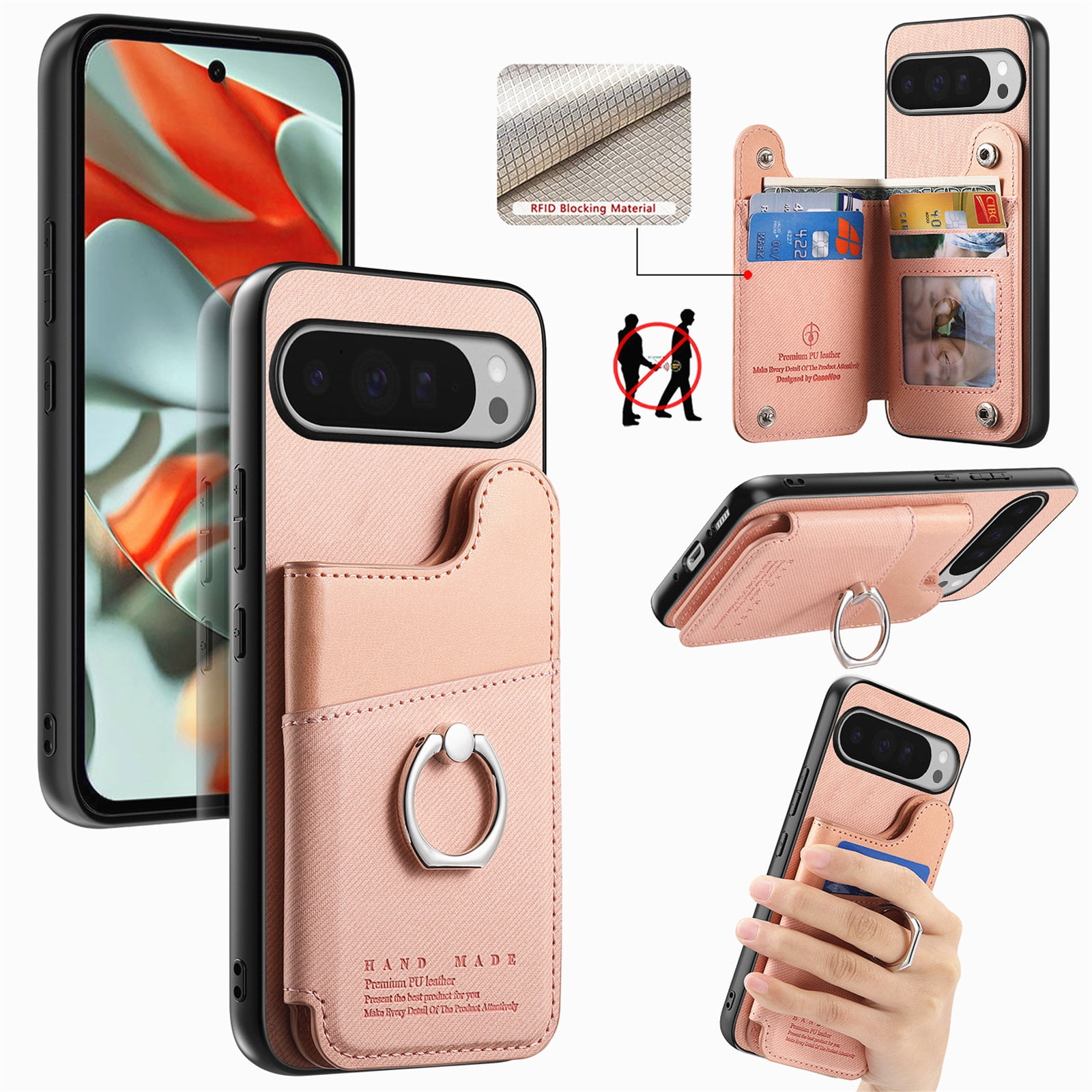 ELEHOLD For Google Pixel 9 Pro XL Wallet Case, RFID Card Pocket Credit ...