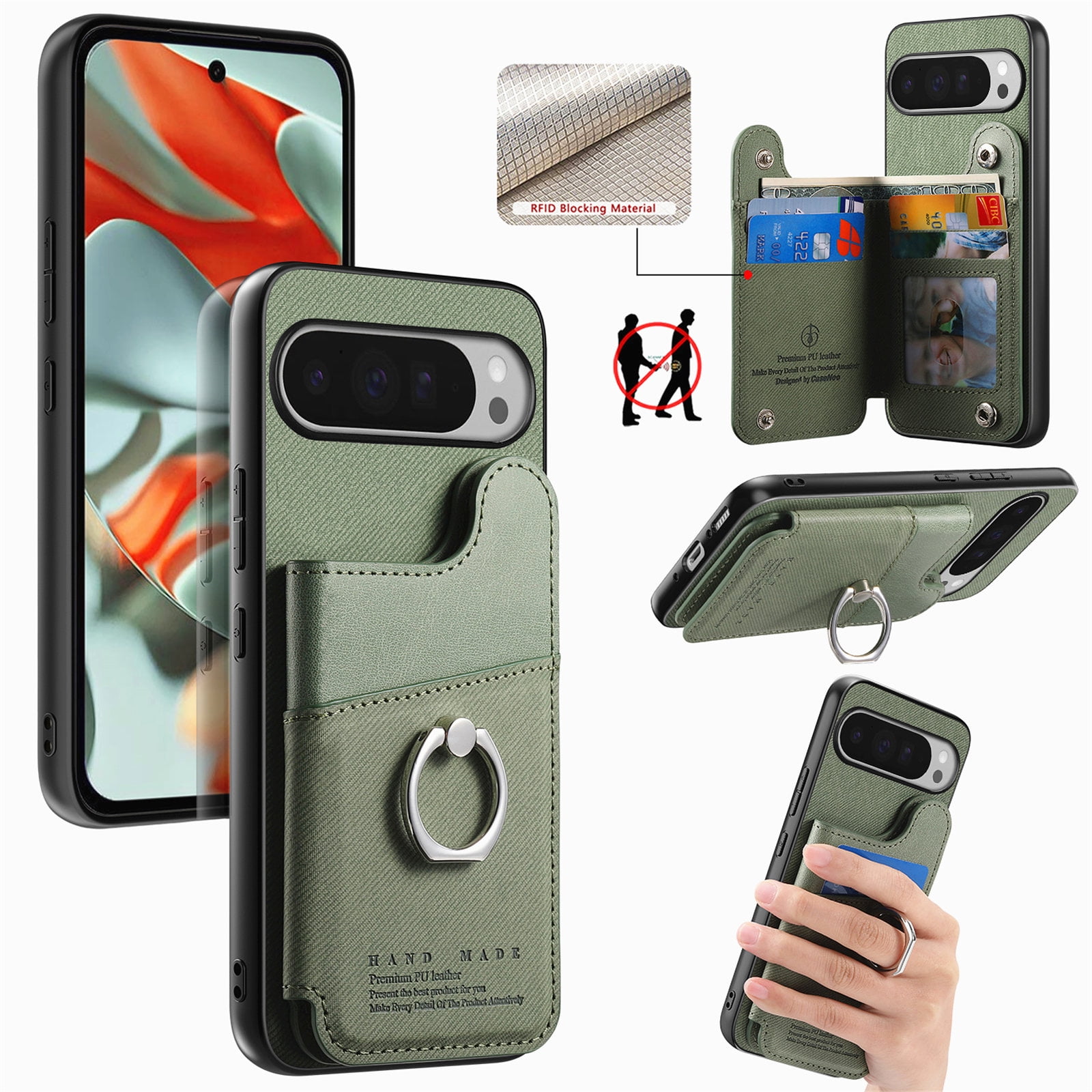 ELEHOLD For Google Pixel 9 Pro XL Wallet Case, RFID Card Pocket Credit ...