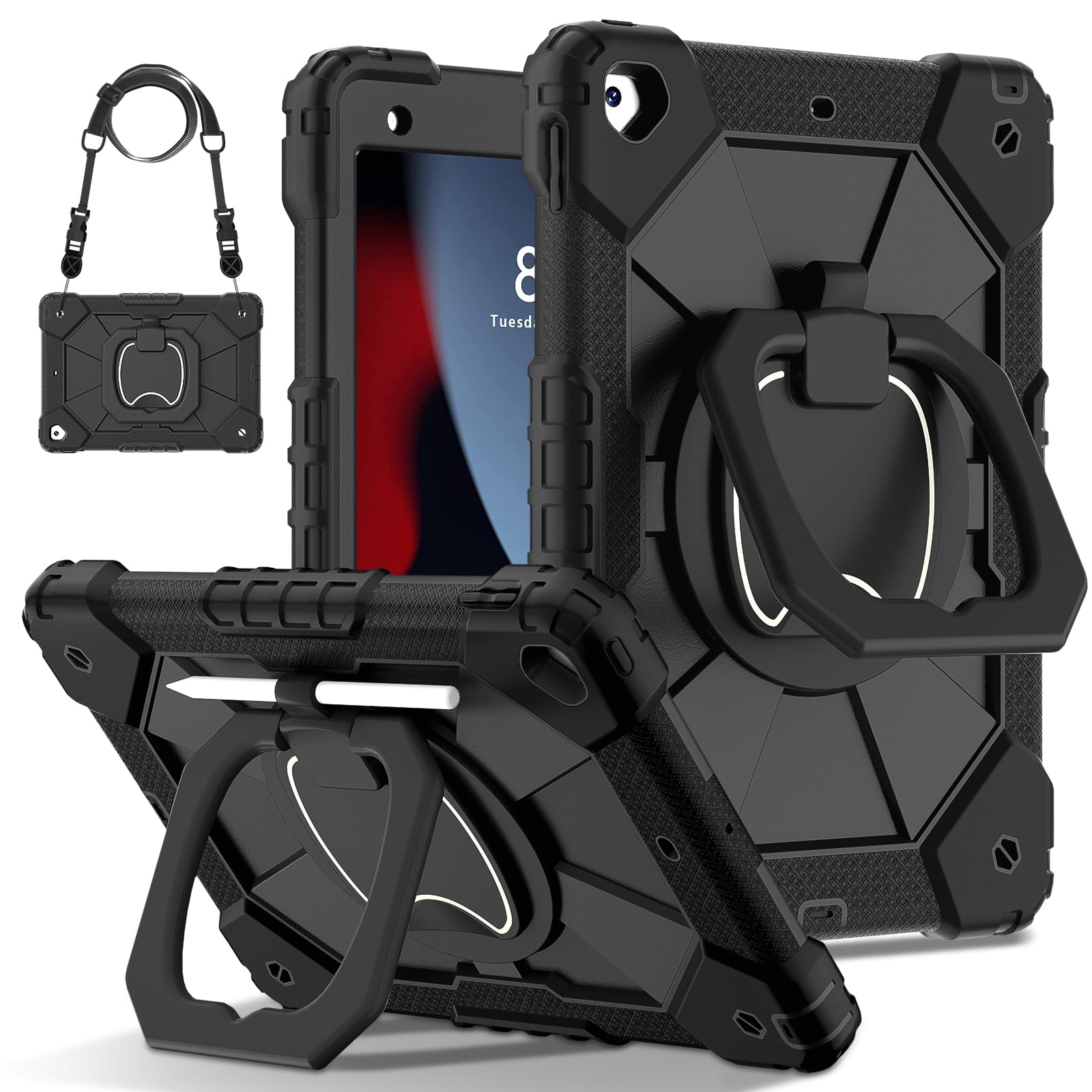 ELEHOLD Heavy Duty Case for iPad 9th 8th 7th Generation 2021/2020/2019 ...