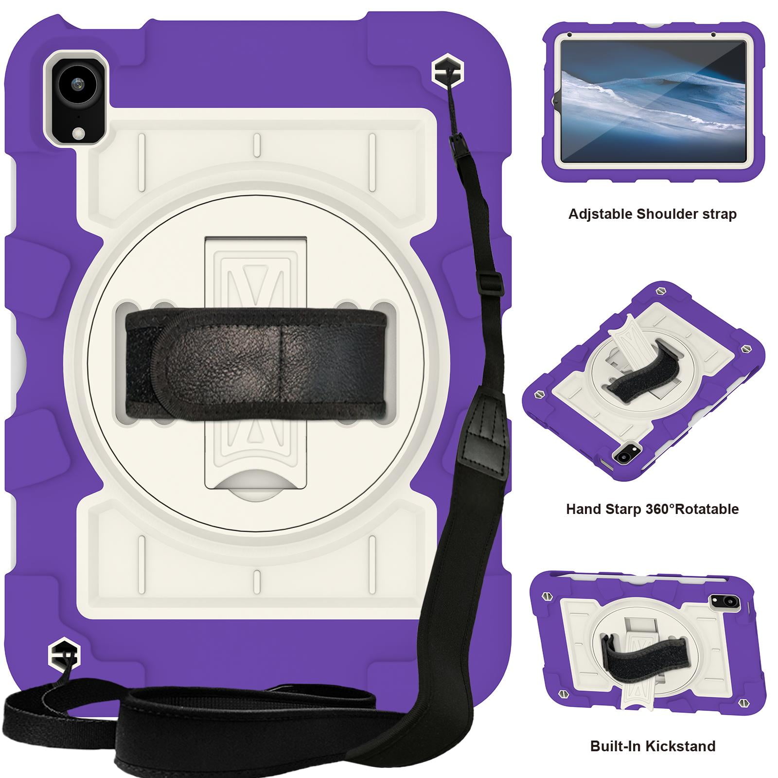 ELEHOLD Hybrid Rugged Case for iPad Mini (6th Generation), Heavy Duty ...