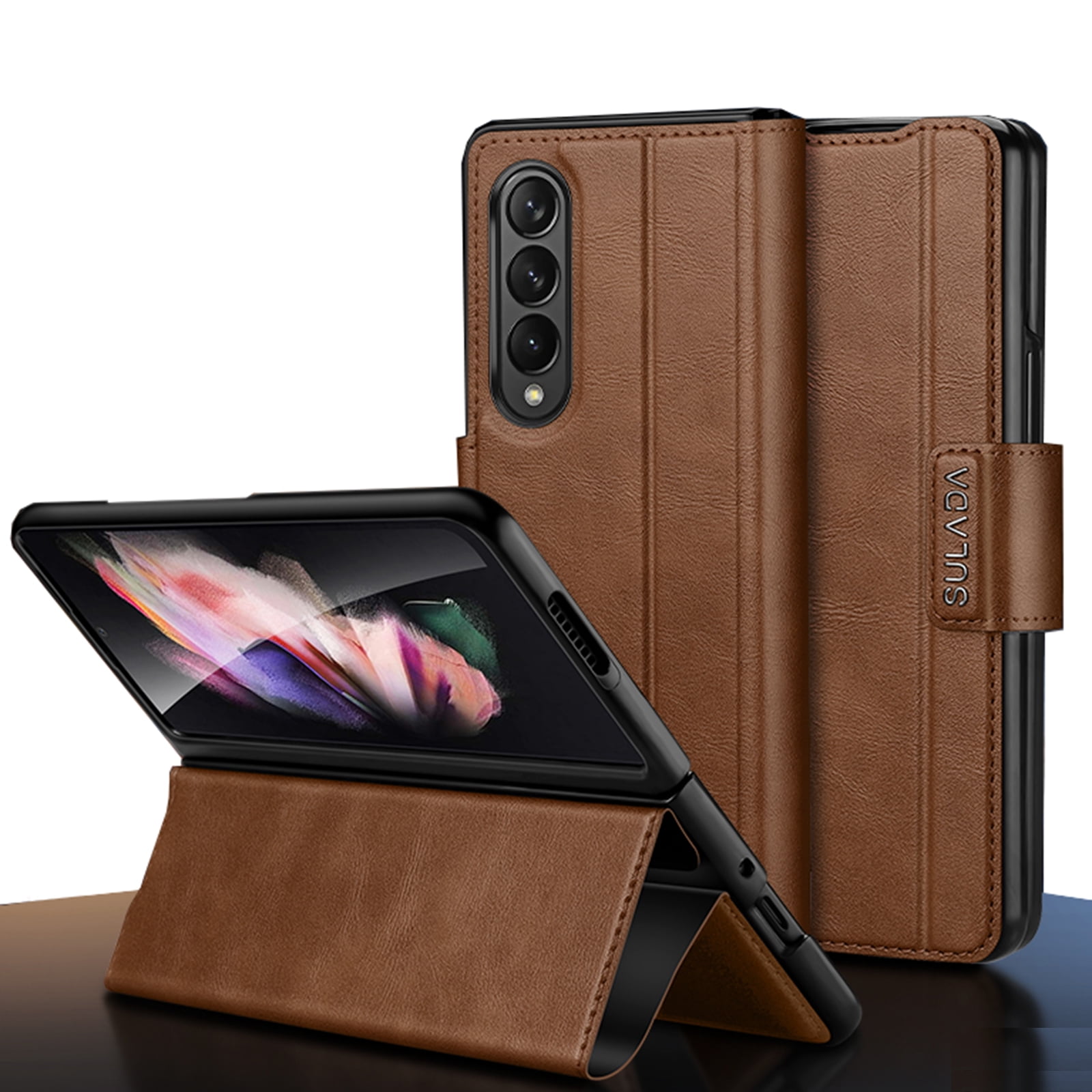 ELEHOLD Leather Case for Samsung Galaxy Z Fold 2 Premium PU Leather ...