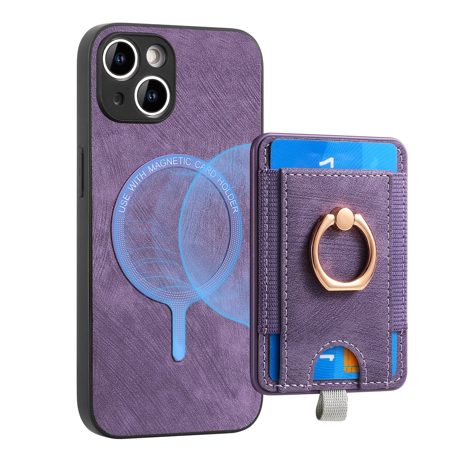 ELEHOLD Leather Case for iPhone 13 Magnetic Detachable Card Holder ...