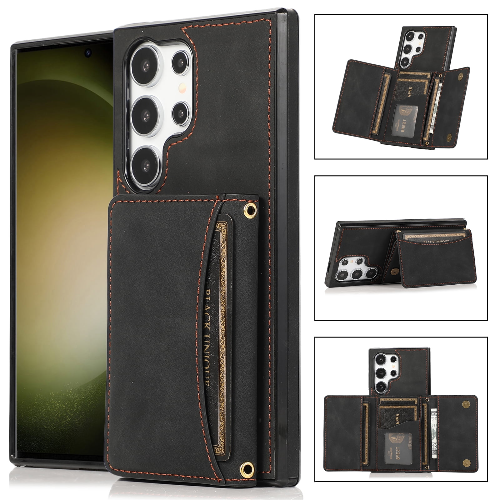 ELEHOLD Leather Wallet Case for Samsung Galaxy S24 Ultra with Kickstand ...