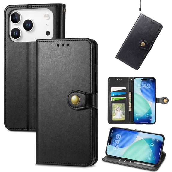 ELEHOLD Leather Wallet Case For iPhone 17 with Card Holder Shockproof ...