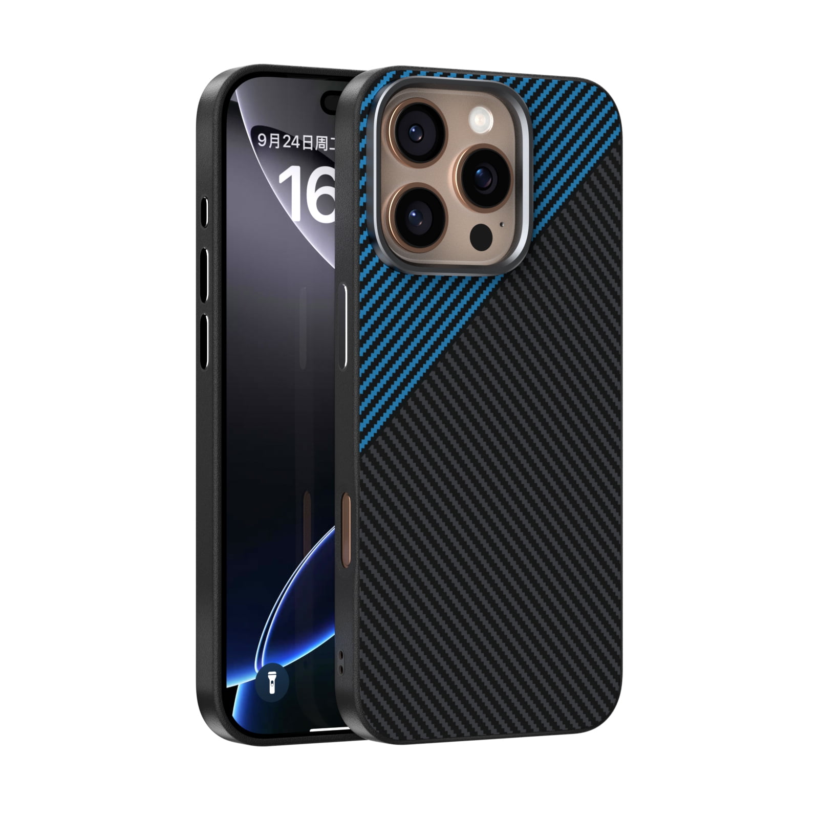 ELEHOLD Magnetic Case for iPhone 16 Pro, Carbon Fiber Texture ...
