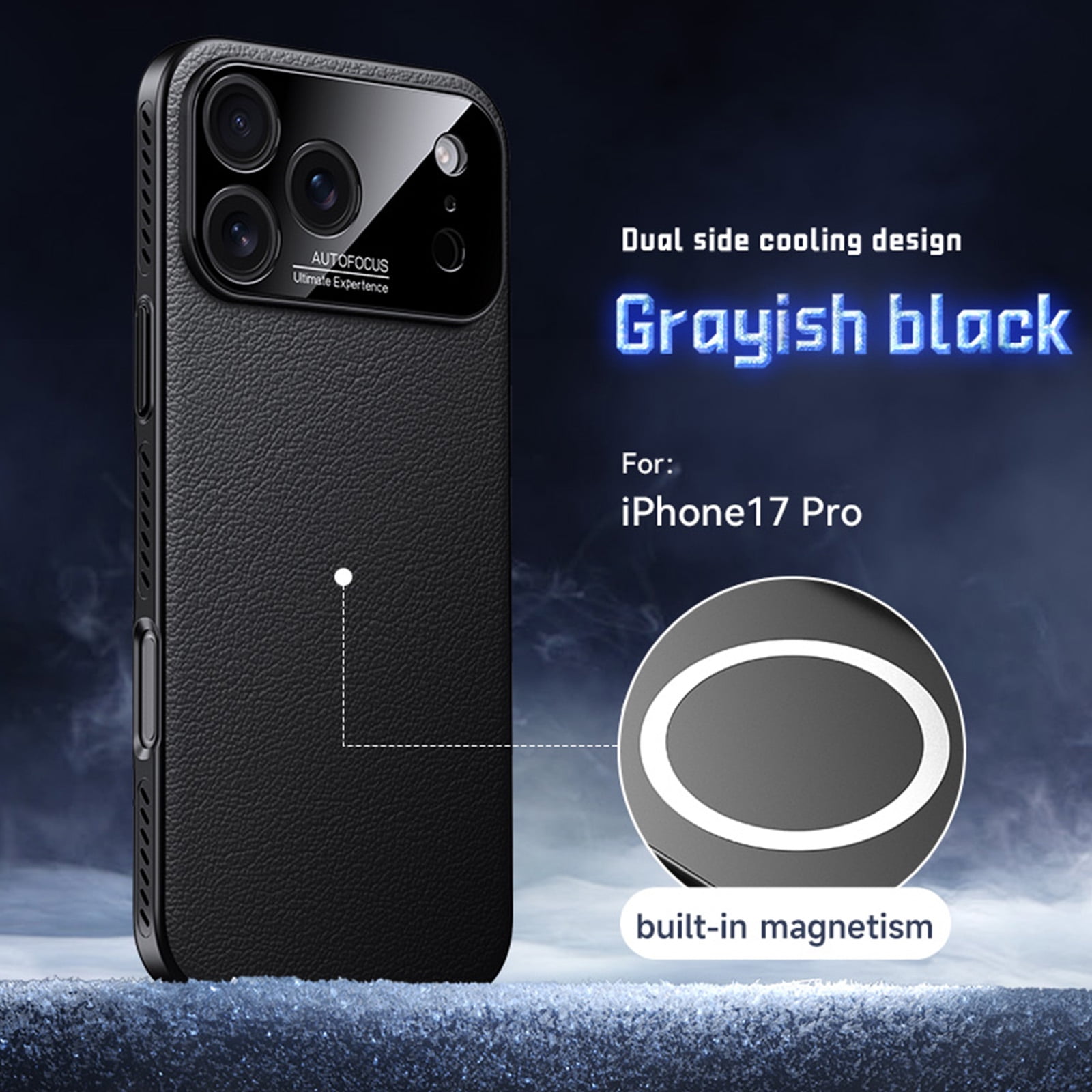 ELEHOLD Magnetic Cooling Leather Case for iPhone 17 Pro, Ultra-Thin PC ...