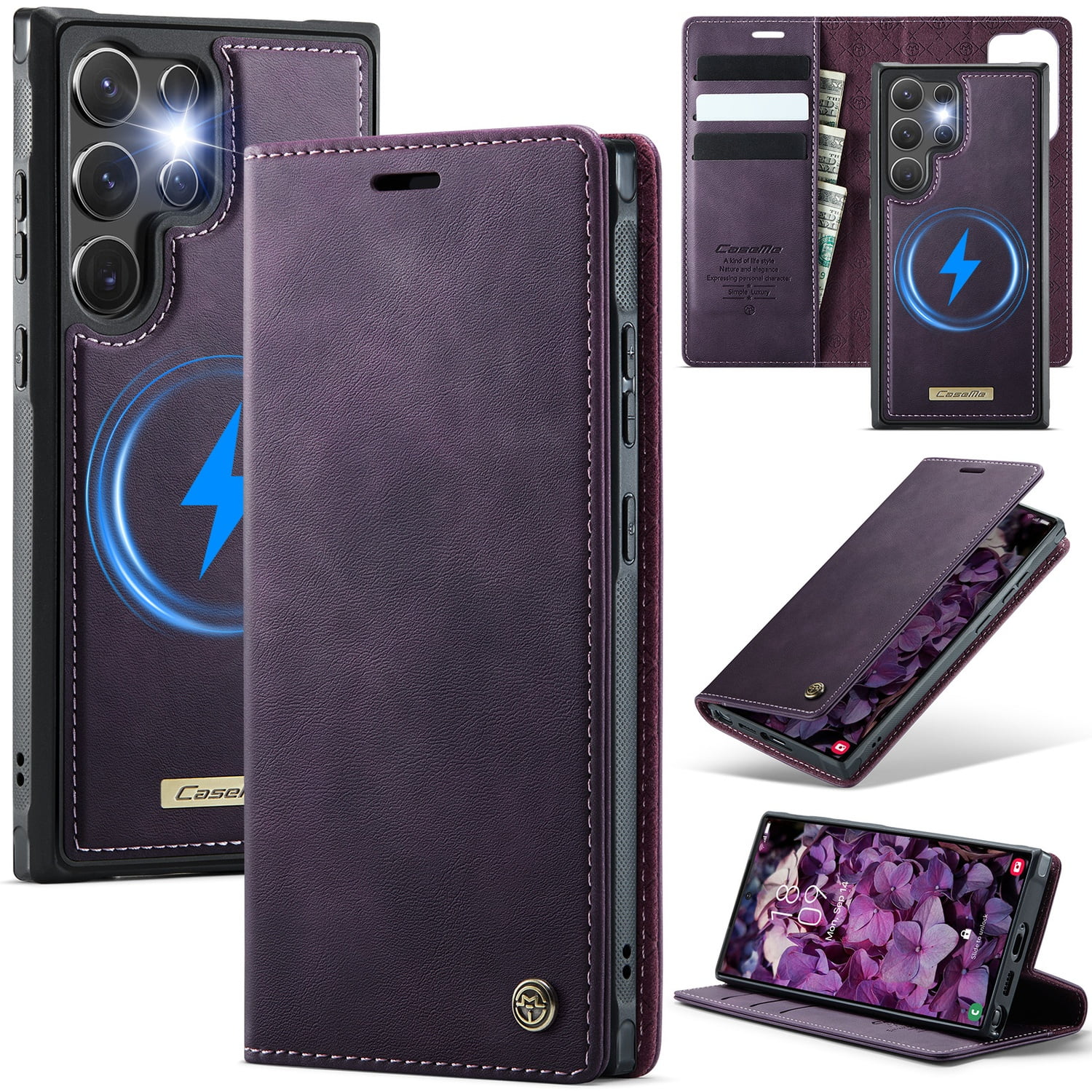 ELEHOLD Magnetic Detachable Wallet Case for Samsung Galaxy S24 Ultra ...