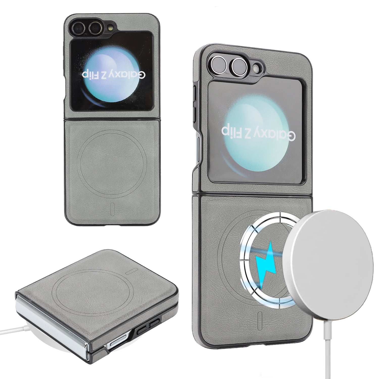 ELEHOLD Magnetic Leather Case For Samsung Galaxy Z Flip 5, [Mag-Safe ...