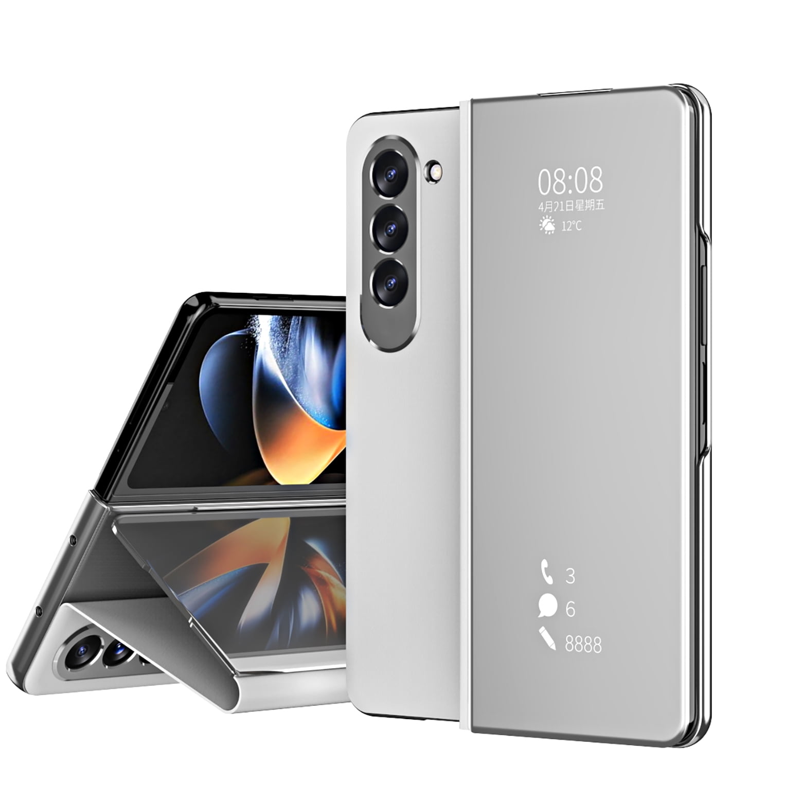 ELEHOLD Mirror Flip Case for Samsung Galaxy Z Fold 7 2025 Full Body ...