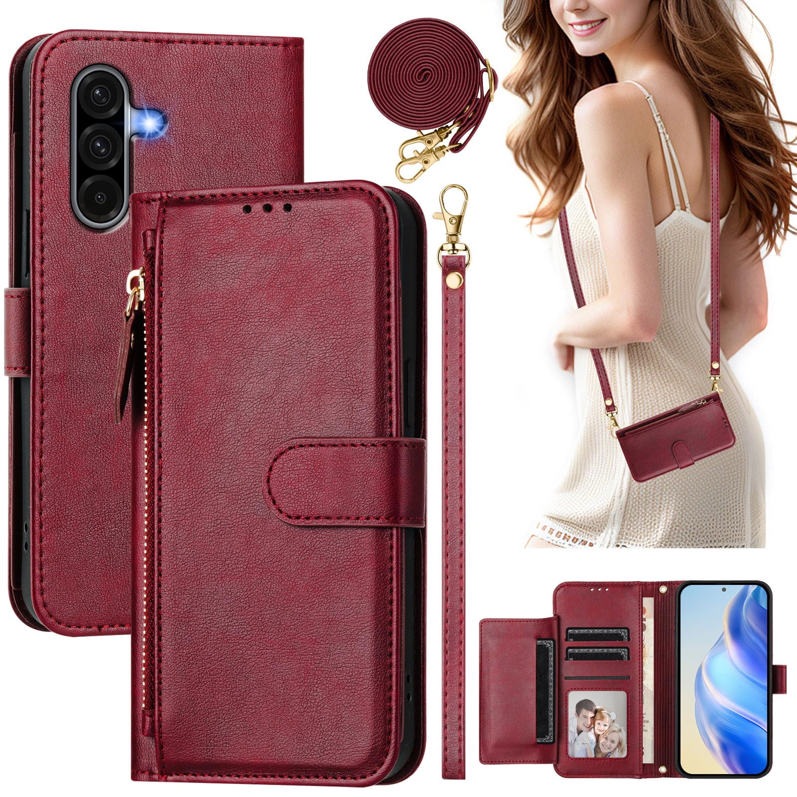 ELEHOLD PU Leather Wallet Phone Case For Samsung Galaxy S25 FE with ...