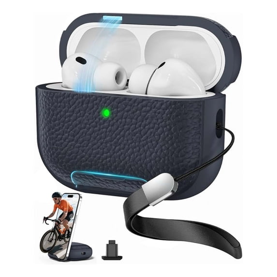 ELEHOLD Protective Case for AirPods 4 2024,Leather Texture Shockproof ...