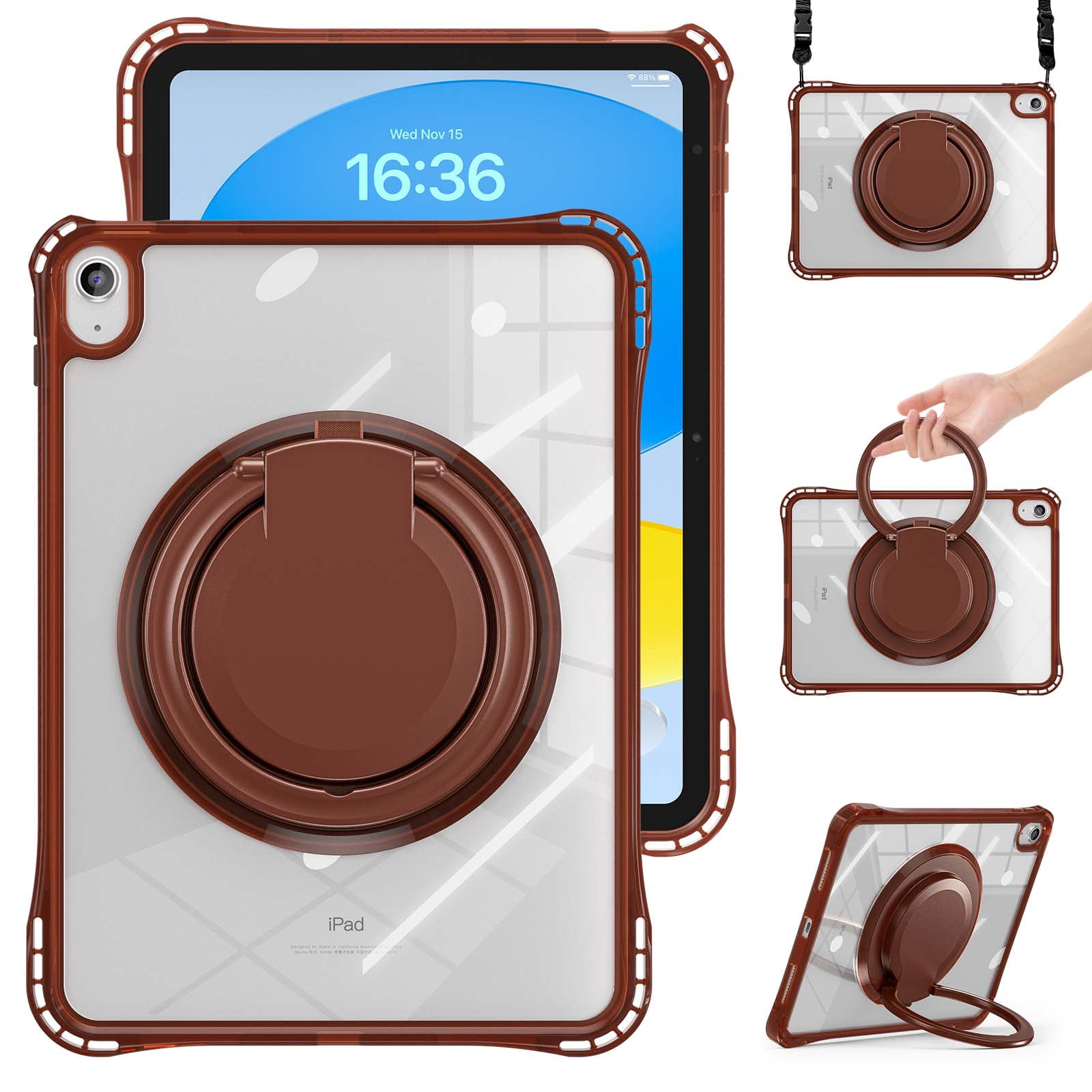 ELEHOLD Rotating Shockproof Case For Apple iPad 11th 10th Gen Full Body ...