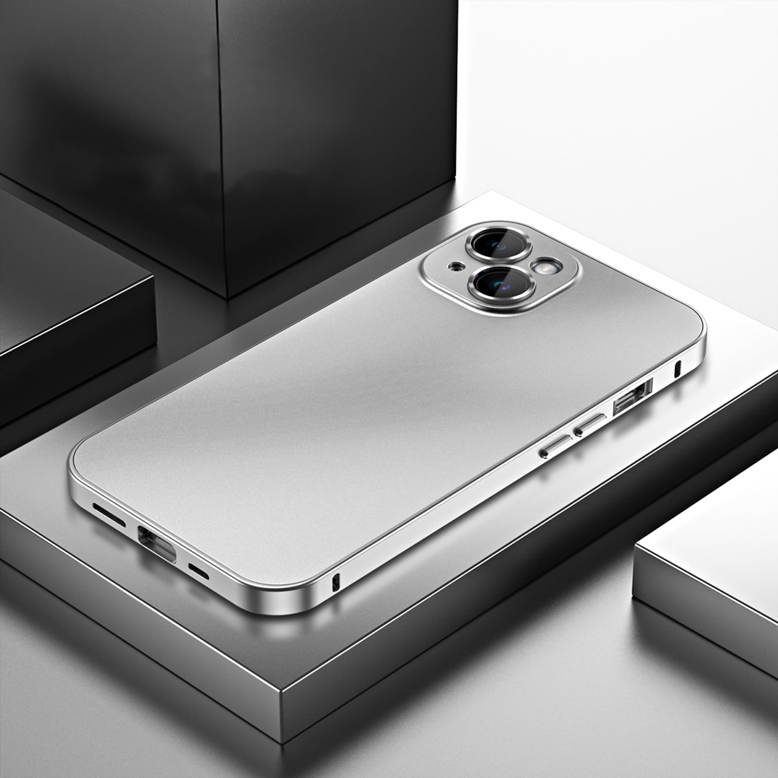 ELEHOLD Rugged Case for iPhone 13 Metal Alloy Bumper Matte Frosted Back ...