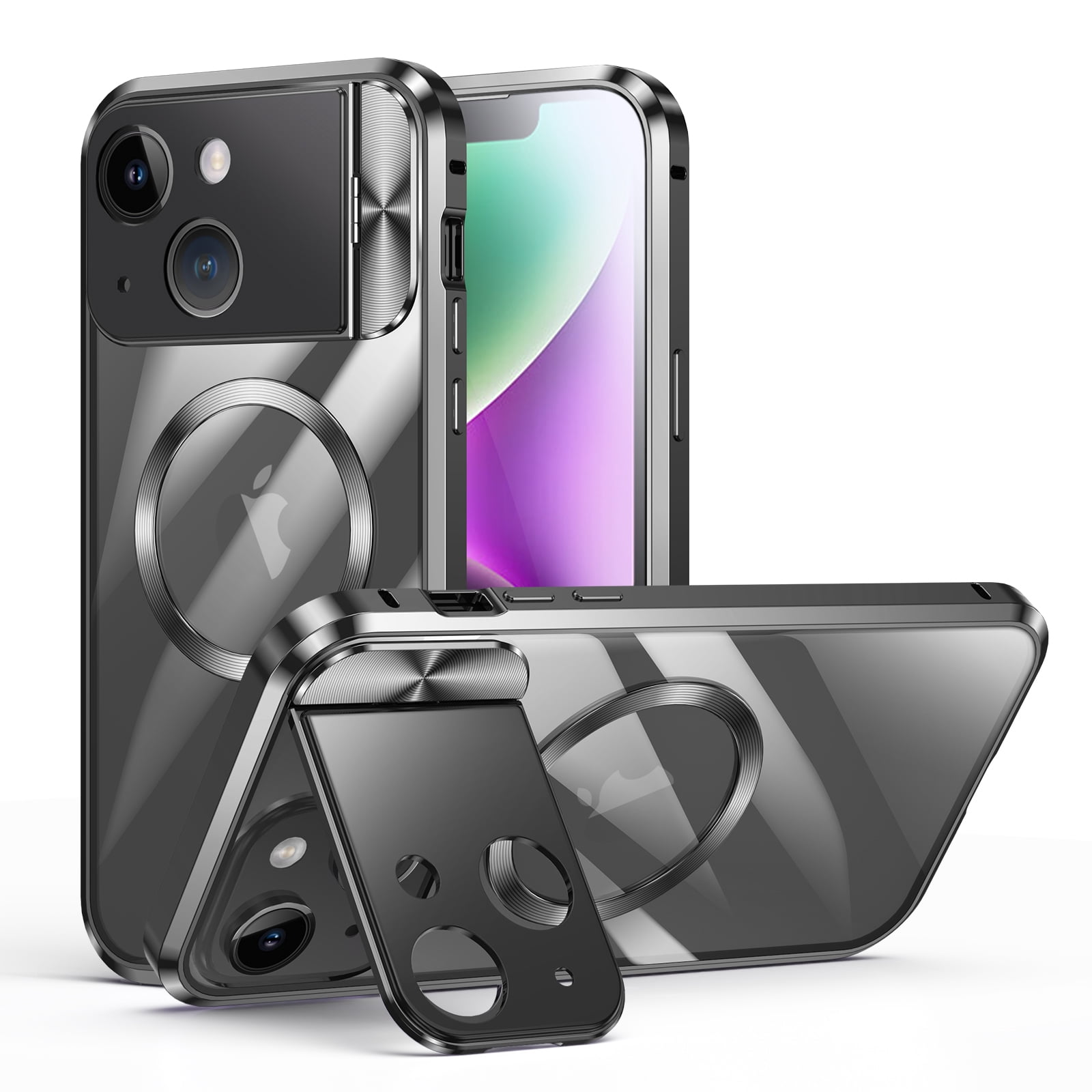 ELEHOLD Rugged Case for iPhone 13 Metal Aluminium Alloy Frame Case with ...