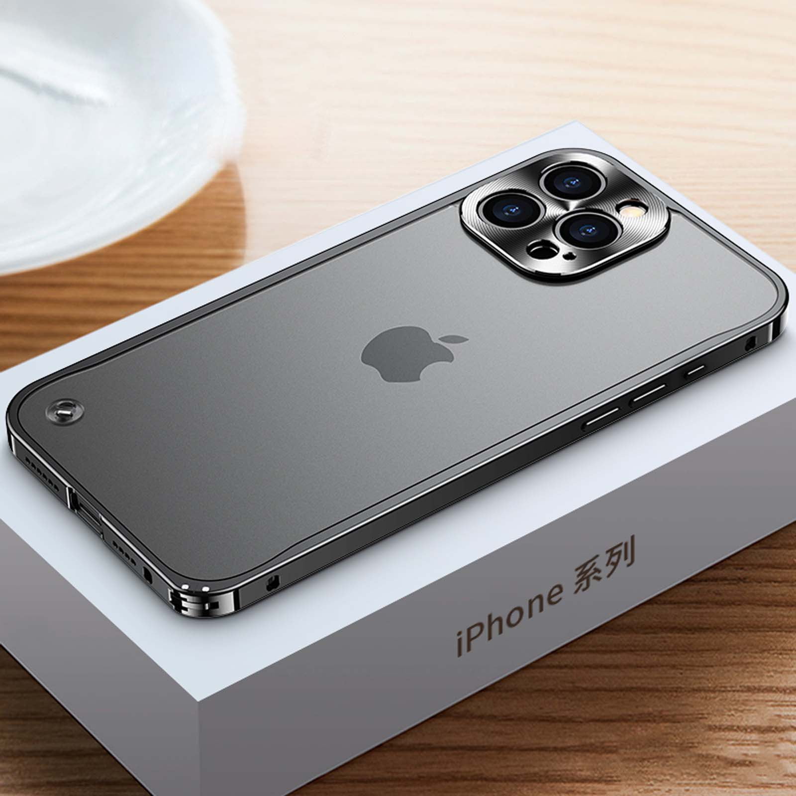 ELEHOLD Rugged Case For iPhone 13 Pro Transparent Hard PC Panel + Metal ...