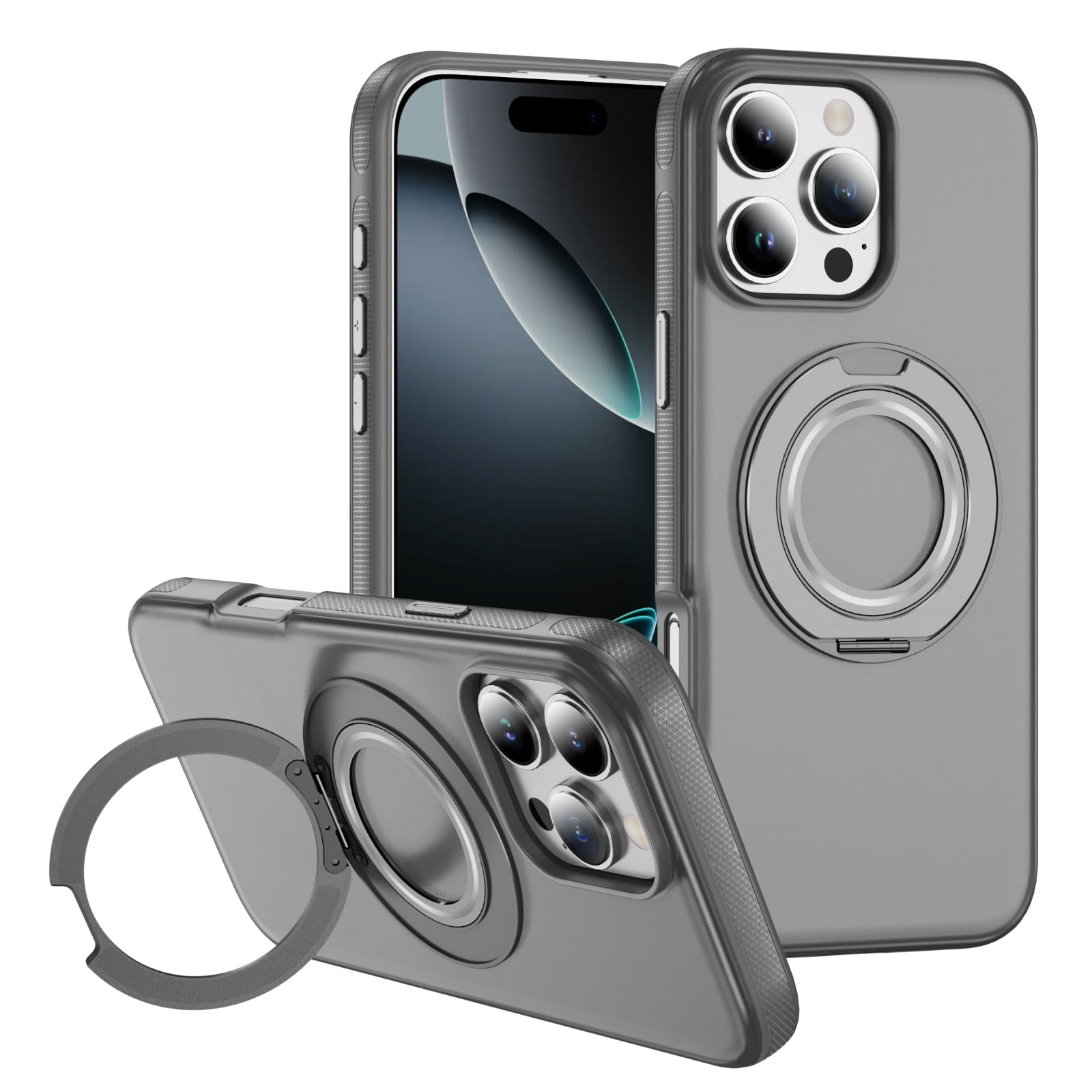 ELEHOLD Rugged Case For iPhone 15 Pro with 360° Magnetic Kickstand ...