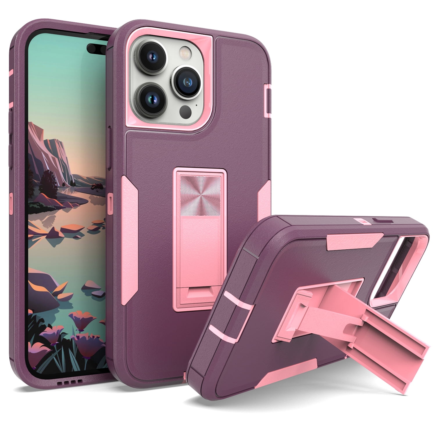 ELEHOLD Rugged Case for iPhone 15 Pro, Hybrid Heavy Duty Shockproof ...