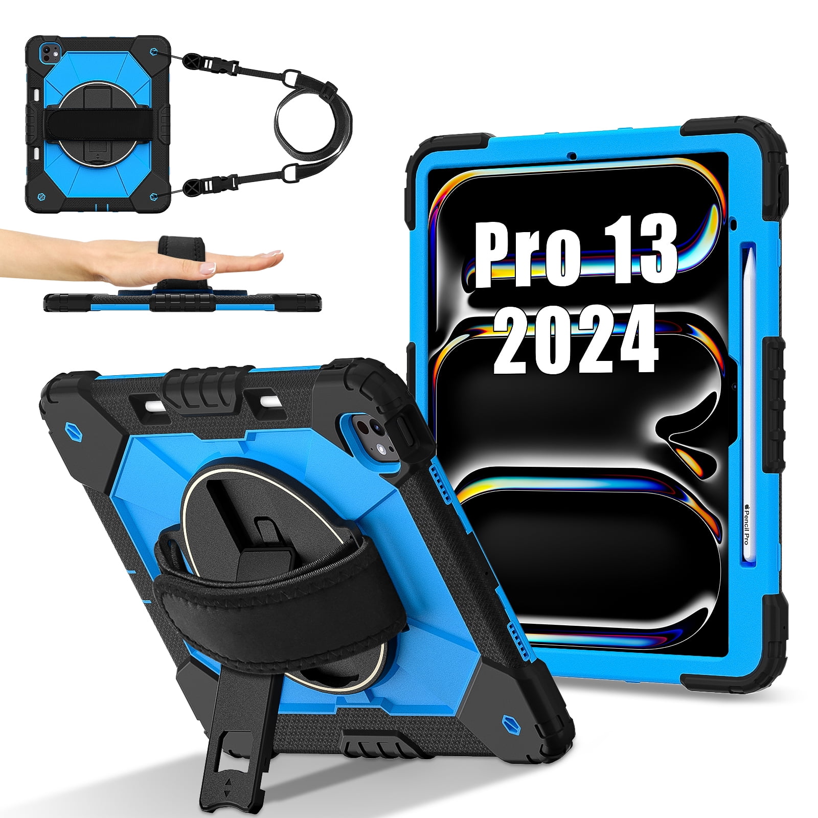 ELEHOLD Rugged Hybrid Case For iPad Pro 13 2024, with Built-in ...
