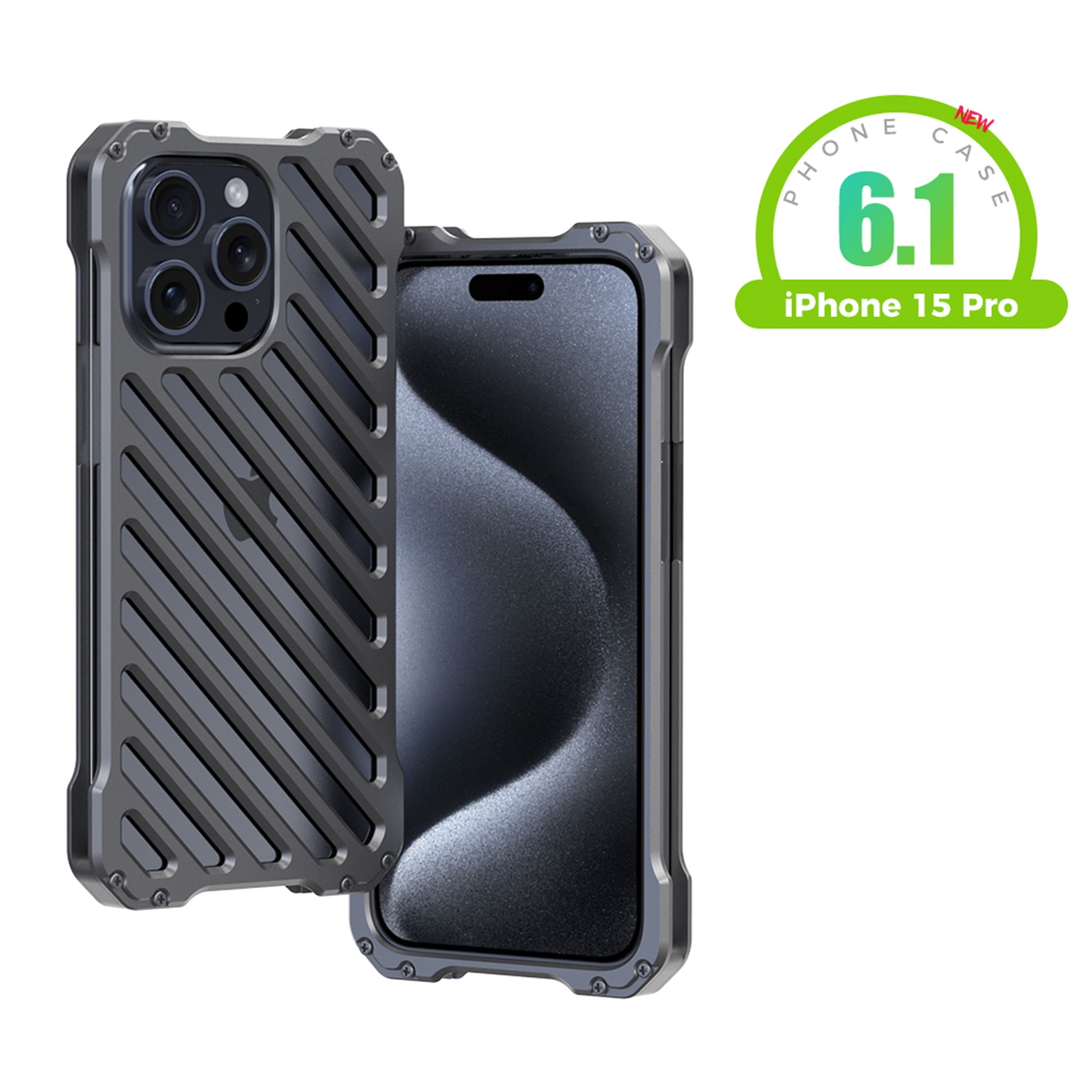 ELEHOLD Rugged Metal Case for iPhone 15 Pro Heavy Duty Military Grade ...