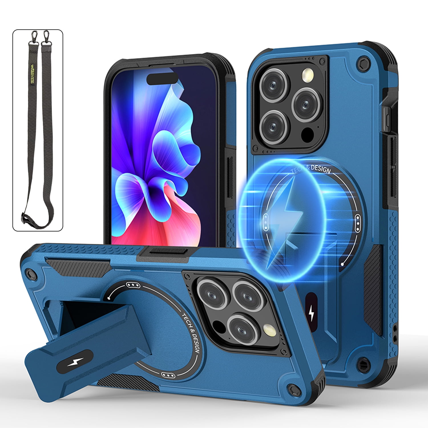 ELEHOLD Rugged for iPhone 15 Plus/14 Plus Magnetic Case Hybrid Hard PC ...