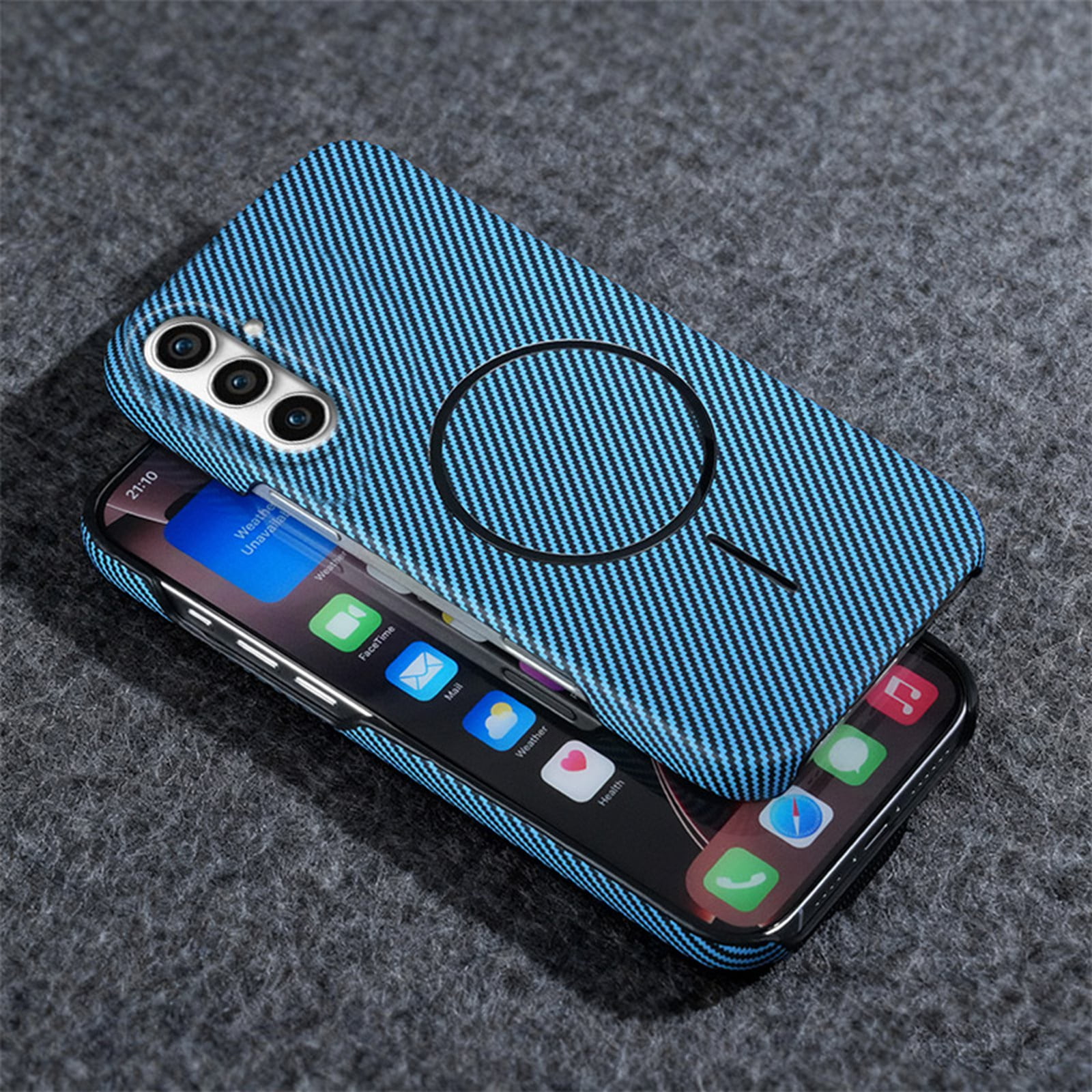 ELEHOLD For Samsung Galaxy A16 5G Mag Safe Case, Carbon Fiber Texture Slim Shockproof Rugged ...