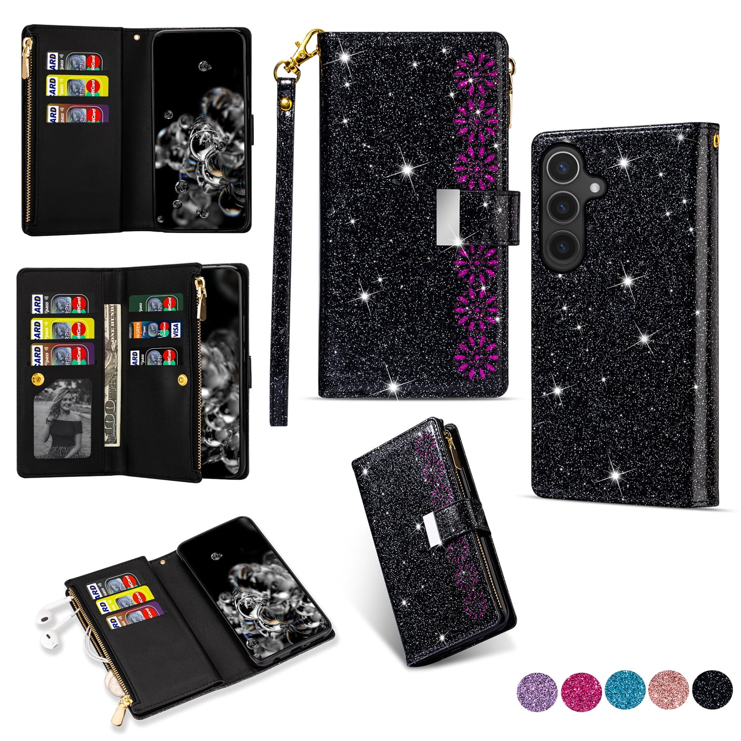 ELEHOLD for Samsung Galaxy A17 5G Stylish Flip Wallet Case,Bling ...