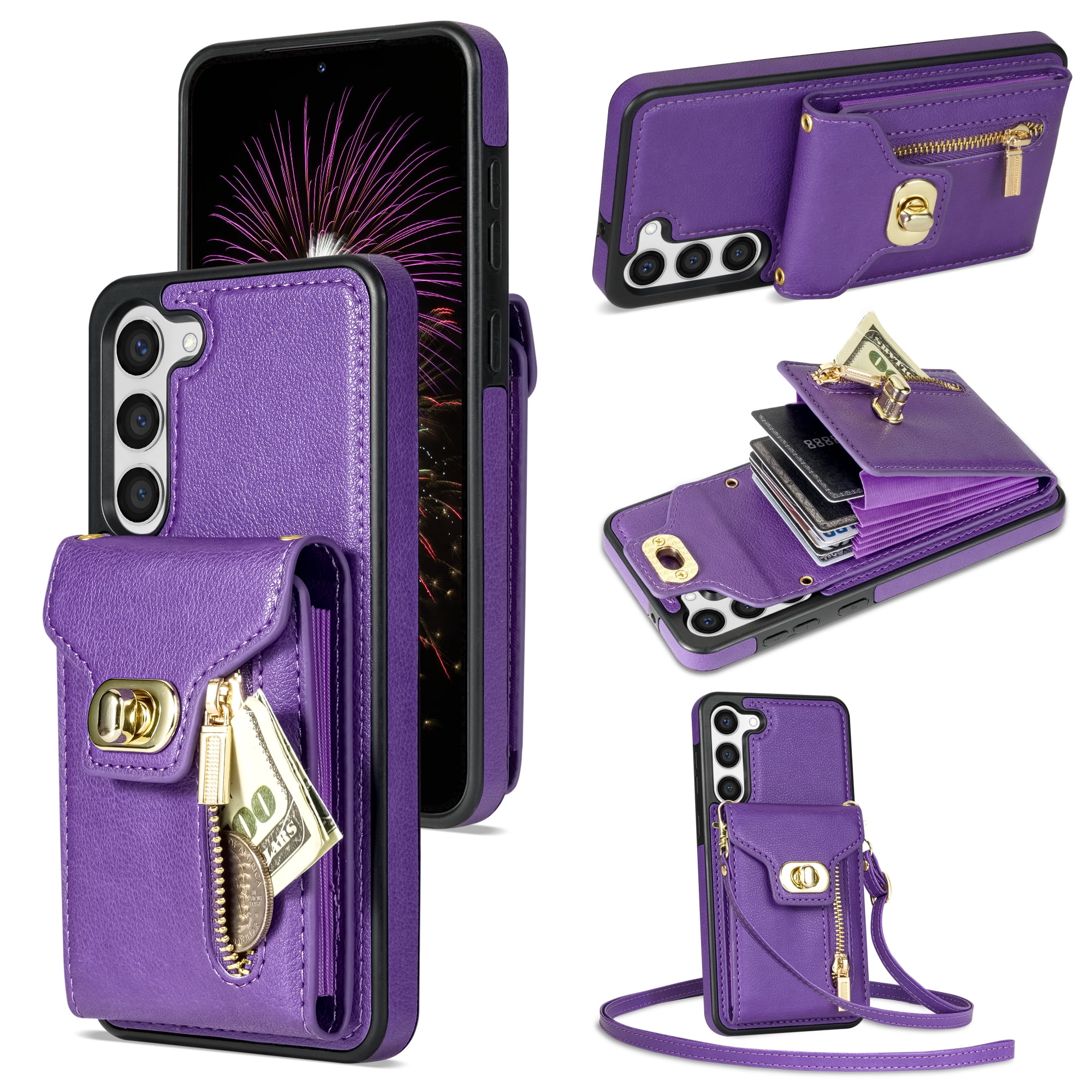 ELEHOLD for Samsung Galaxy S23 Plus Zipper Pocket Case, Flip PU Leather ...