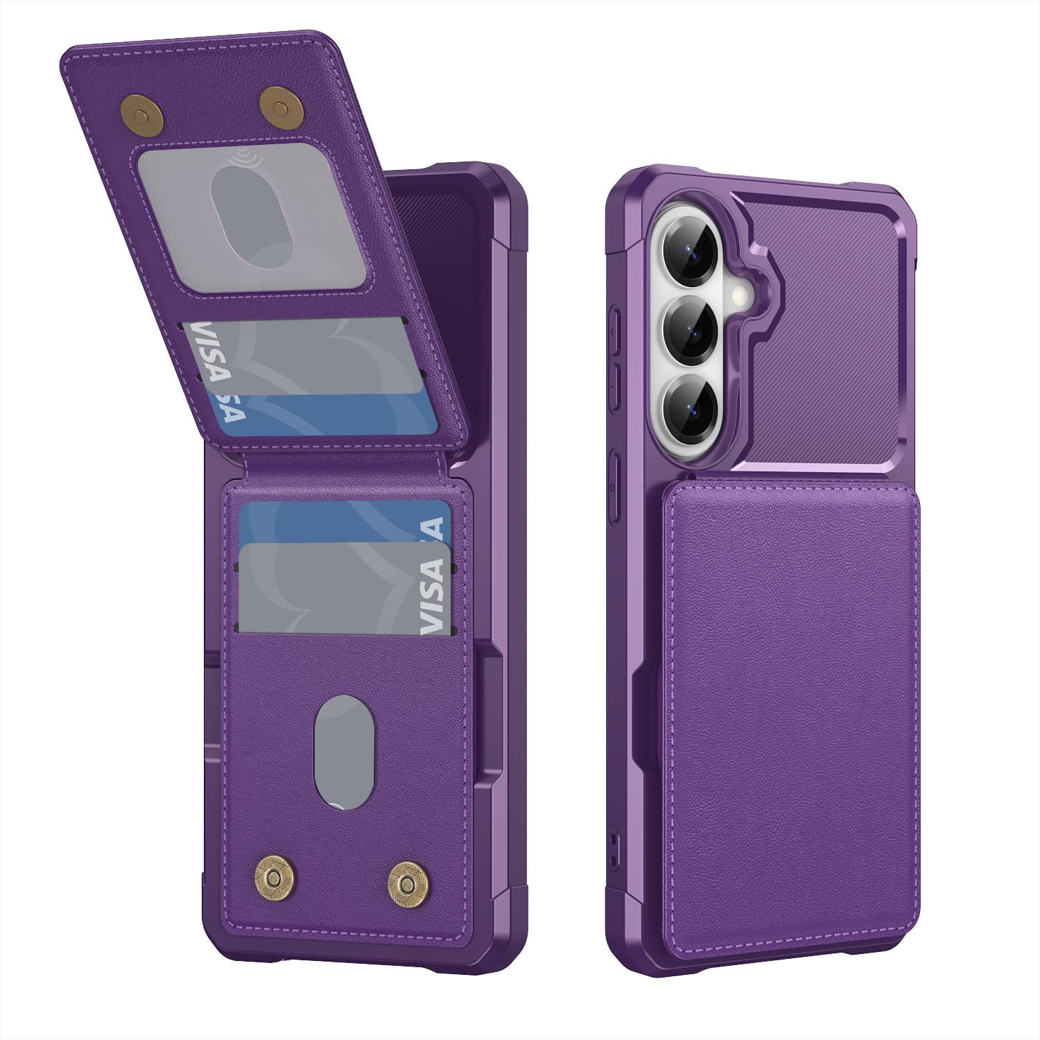 ELEHOLD for Samsung Galaxy S26 Case, PU Leather Magnetic Button Closure ...