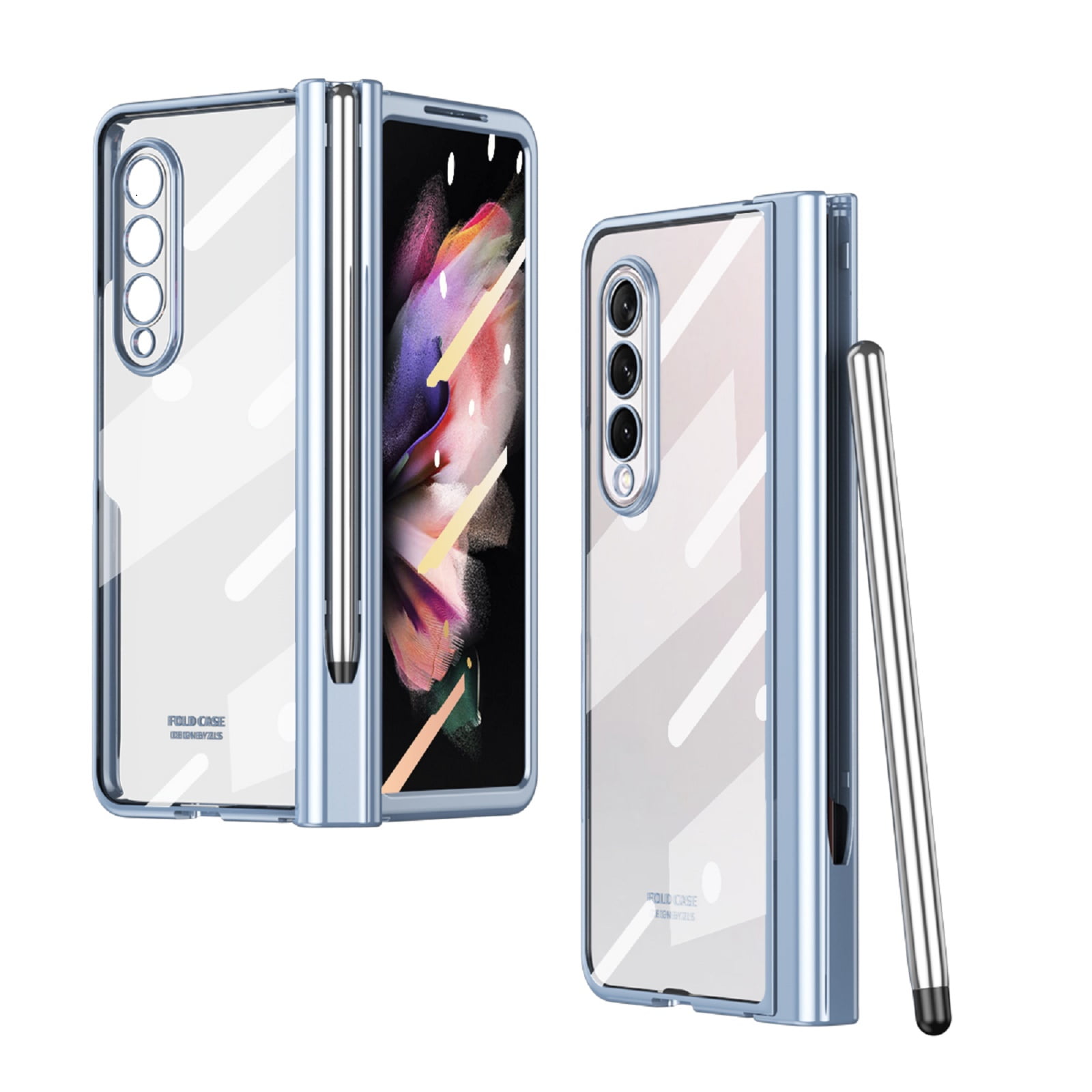 ELEHOLD for Samsung Galaxy Z Fold 3 Clear Back Plating Frame Case ...