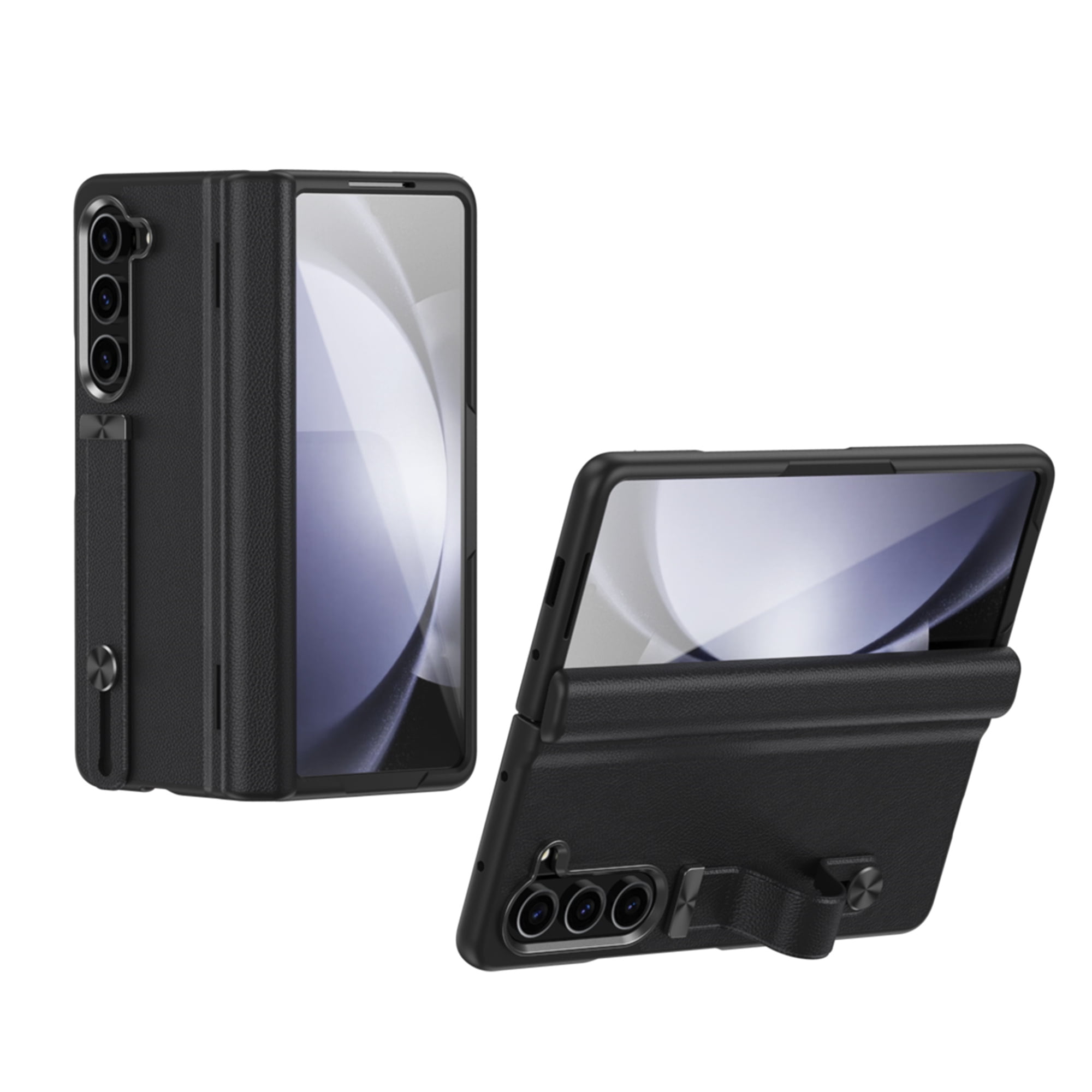 ELEHOLD for Samsung Galaxy Z Fold 3 Leather Case with Hinge,Full Body ...