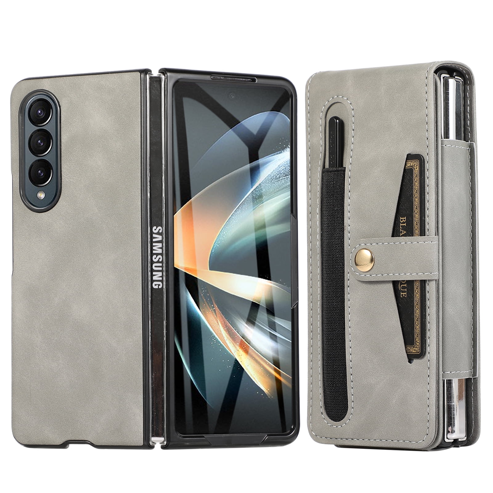 ELEHOLD for Samsung Galaxy Z Fold 4 Leather Case with Rotation Belt ...
