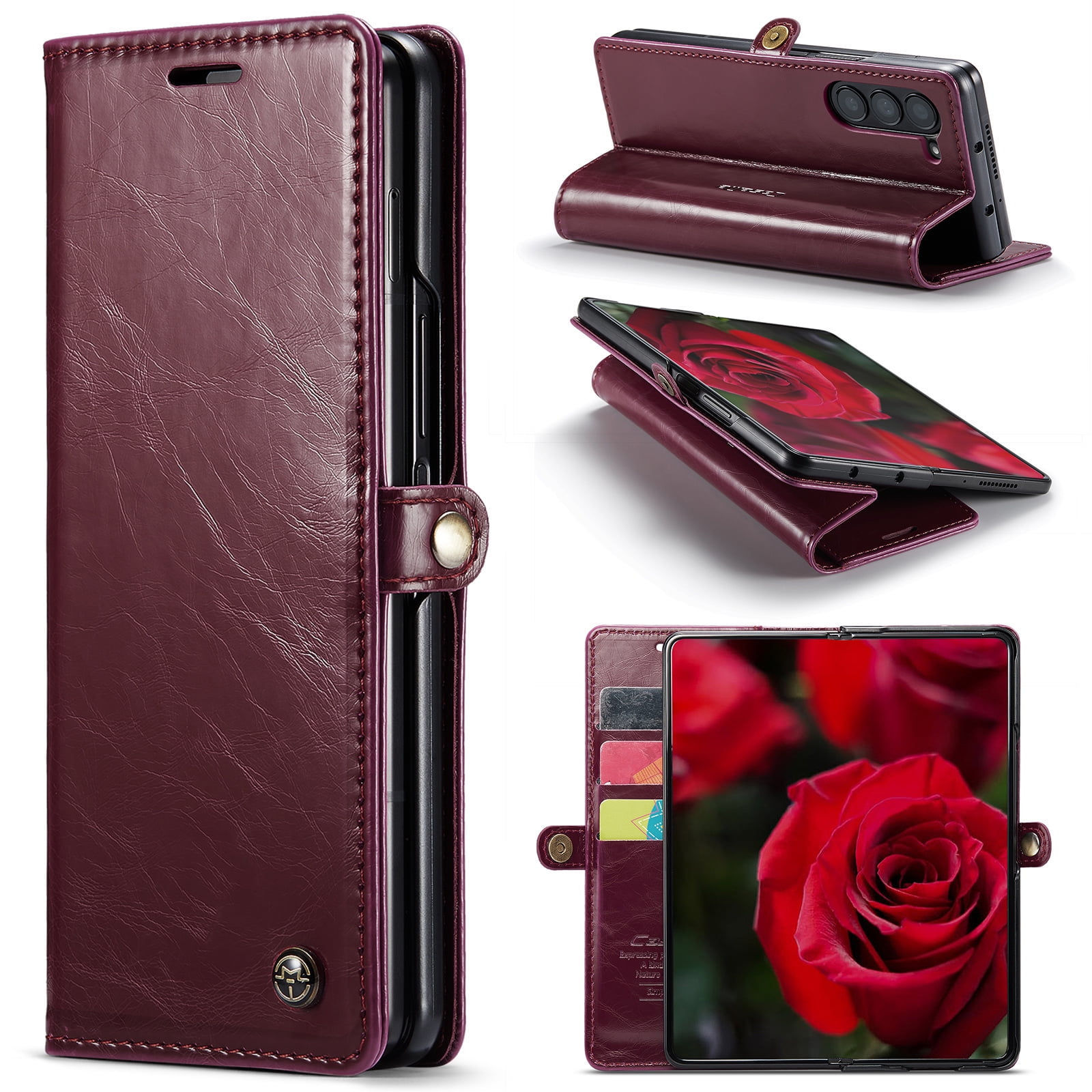 ELEHOLD for Samsung Galaxy Z Fold 6 Case,Smooth Retro Premium Flip ...