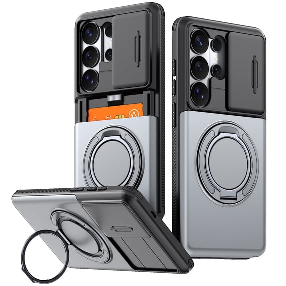 ELEHOLD Shockproof Rugged Card Slot Sliding Camera Shield Hybrid Cell ...