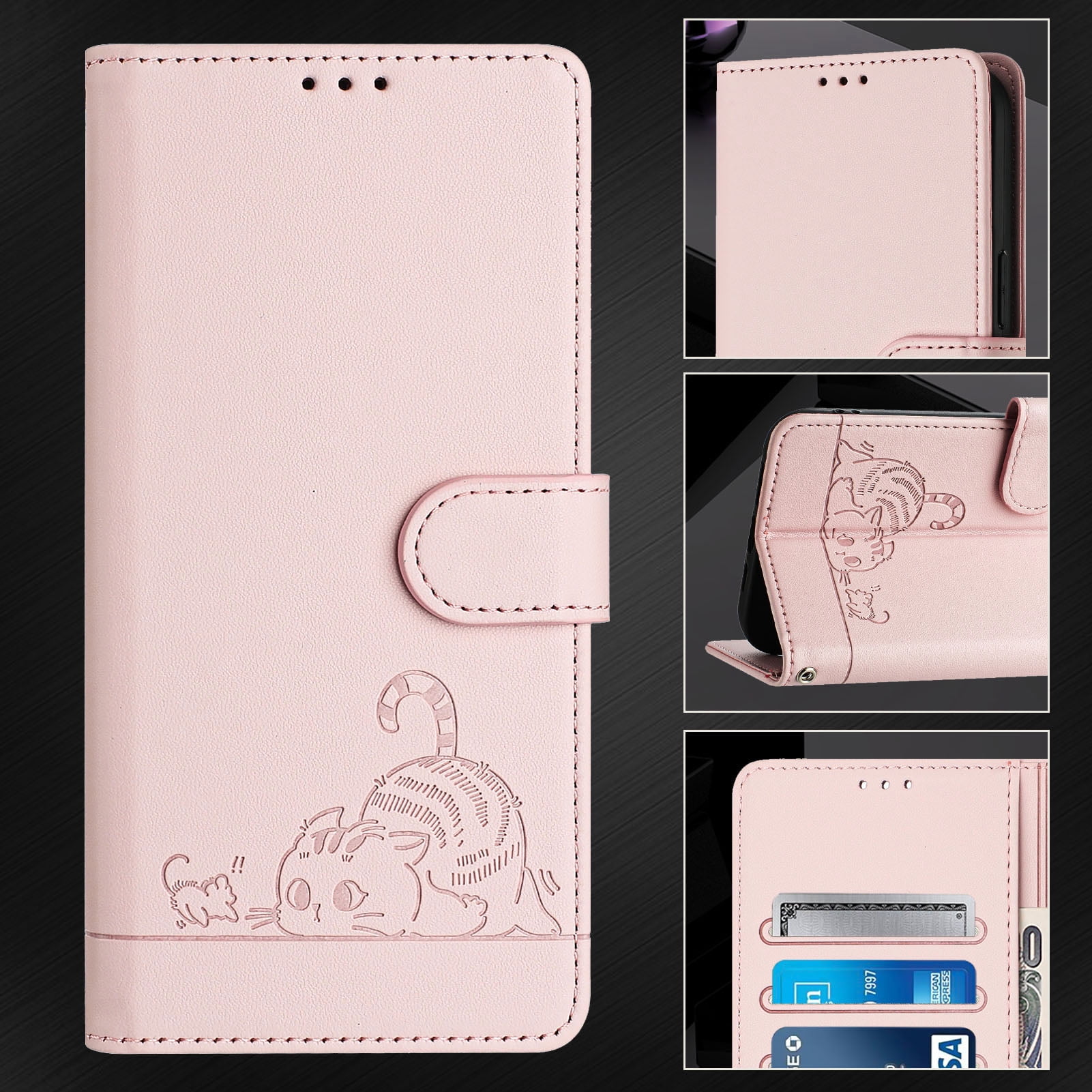 ELEHOLD for T-Mobile Revvl 7 Wallet Case, Embossed Cat PU Leather RFID ...