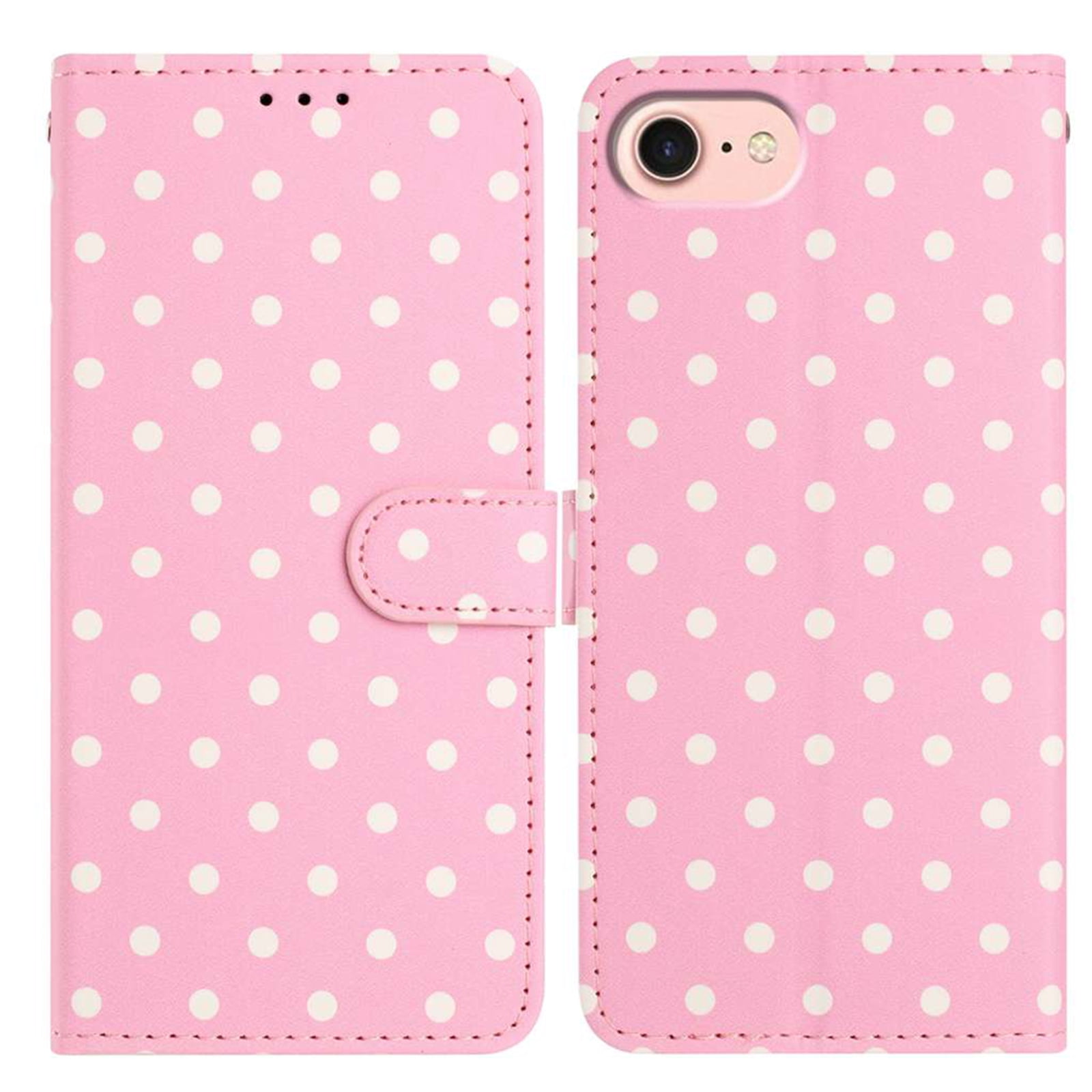 ELEHOLD Wallet Case for iPhone 16e, Polka Dot Leather Phone Case with ...