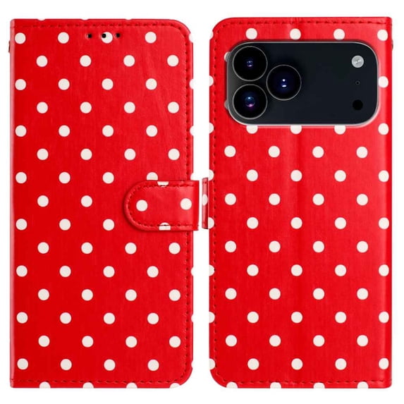 ELEHOLD Wallet Case for iPhone 17 Pro Max, Polka Dot Leather Phone Case ...