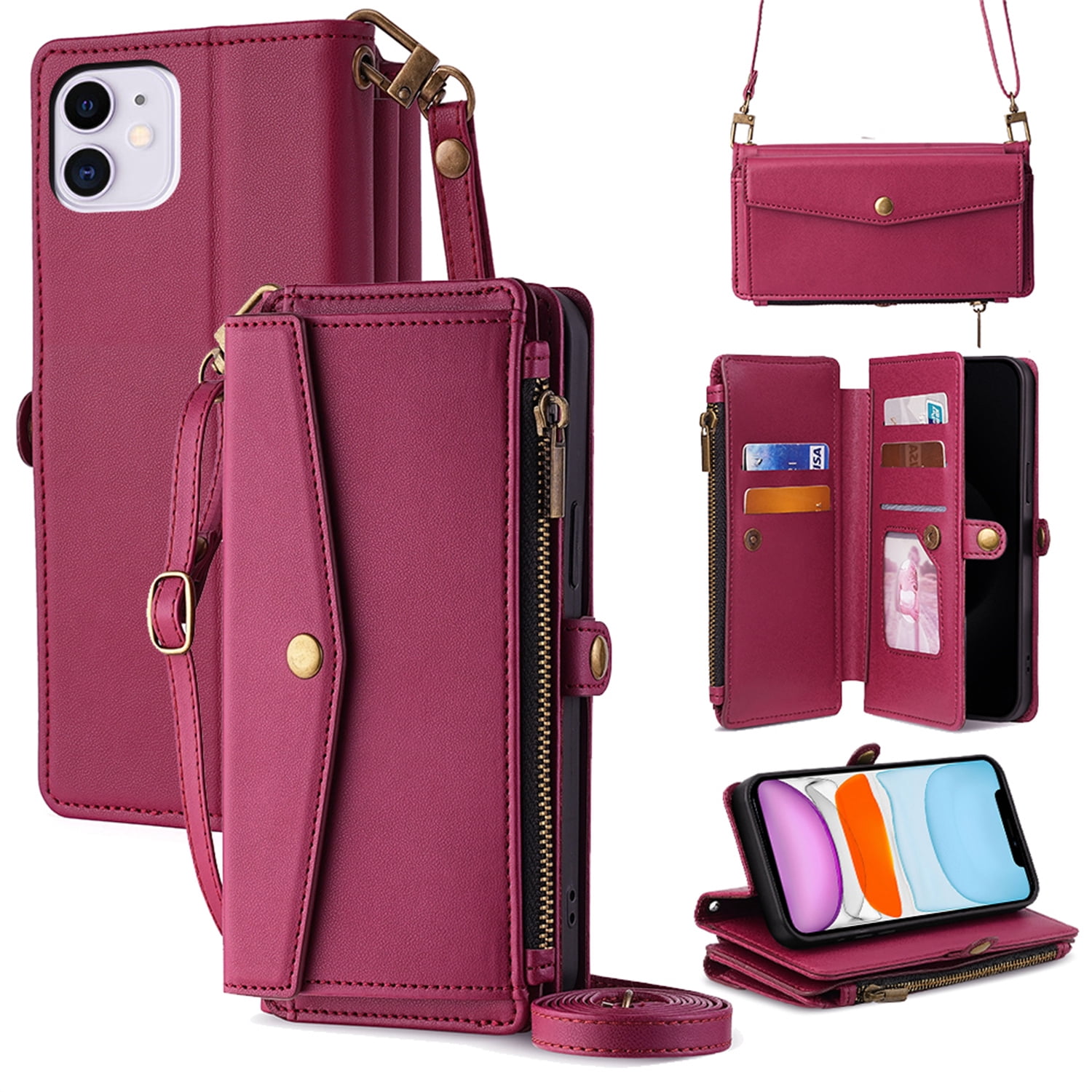 ELEHOLD Wallet Case for iPhone 14,RFID Blocking Card Holder Flip Folio ...