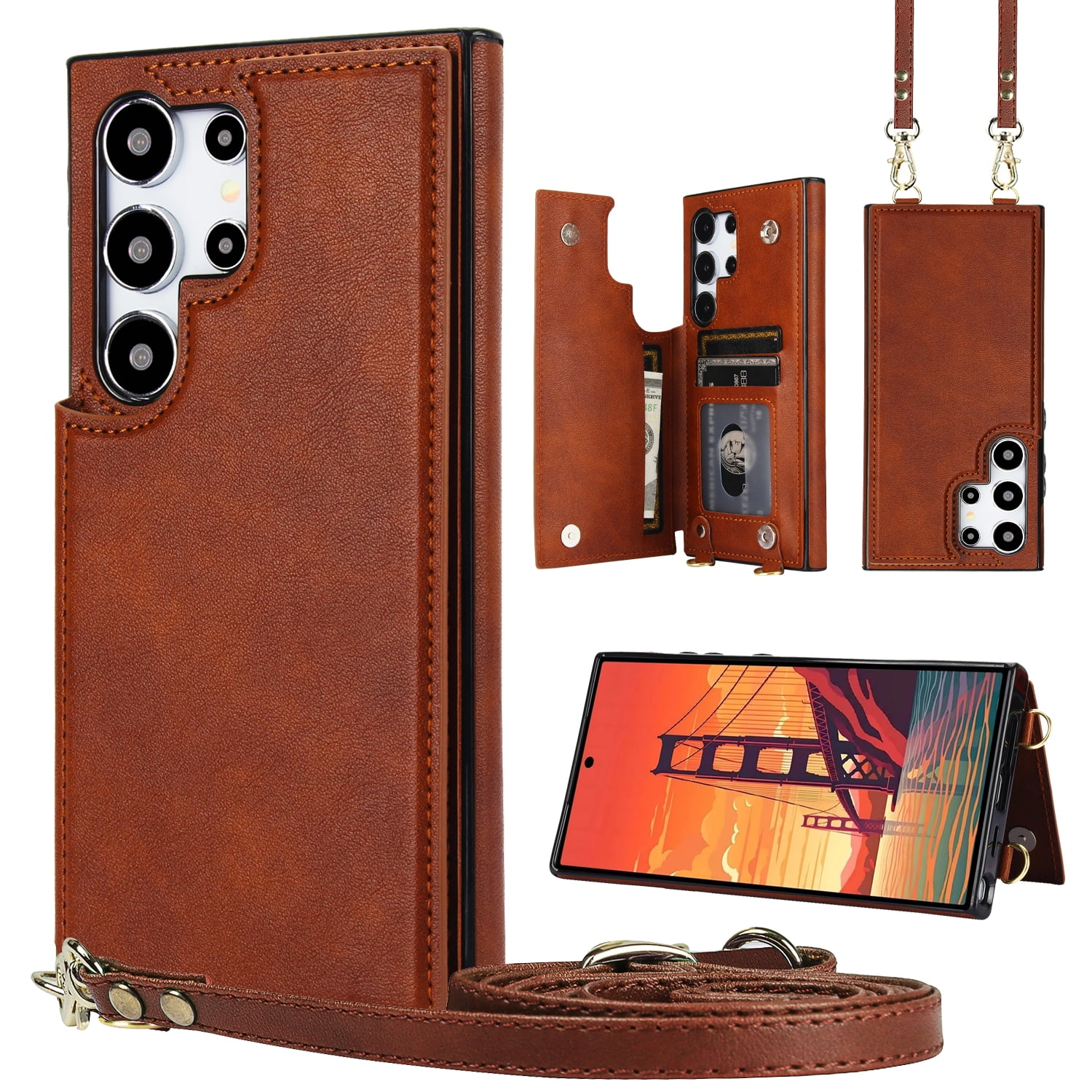 ELEHOLD Wallet Crossbody Case for Samsung Galaxy S24 Ultra Premium PU ...