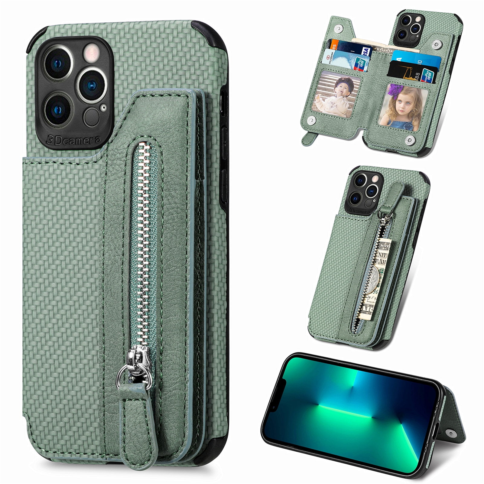 ELEHOLD Zipper Wallet Case for iPhone XR,Flip Folio Card Slots Zipper ...