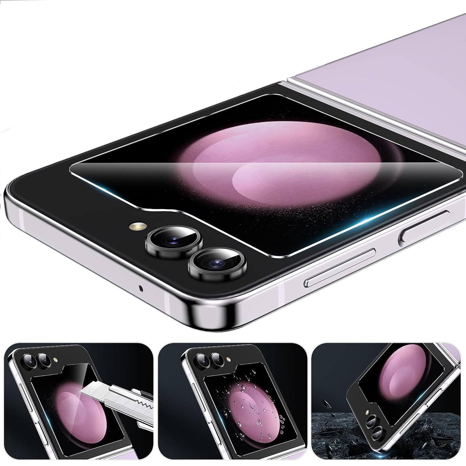 ELEHOLD for Samsung Galaxy Z Flip 5 Back Tempered Glass Screen ...