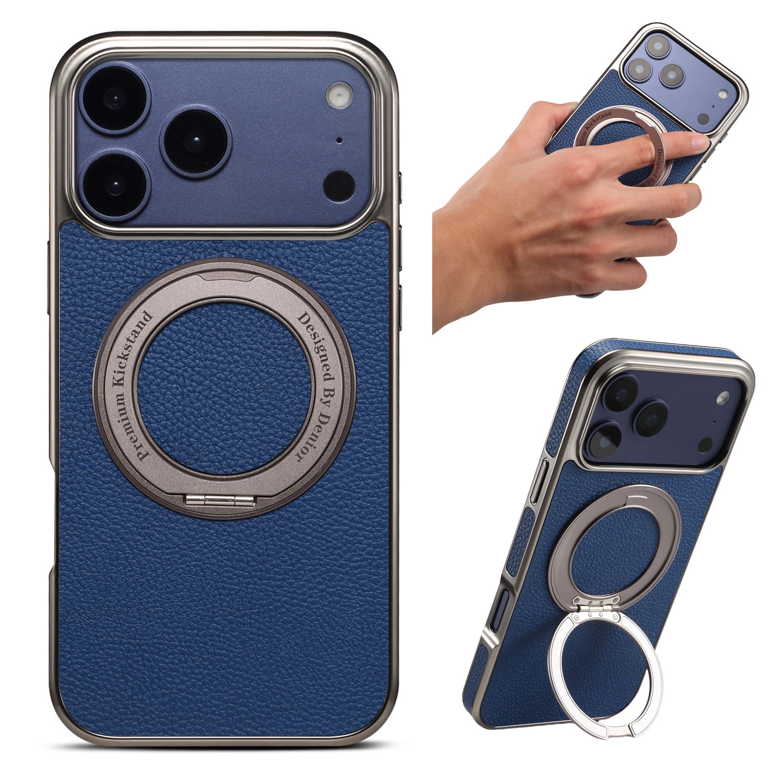 ELEHOLD for iPhone 17 Pro Magnetic Case, Premium PU Leather Non-Slip ...