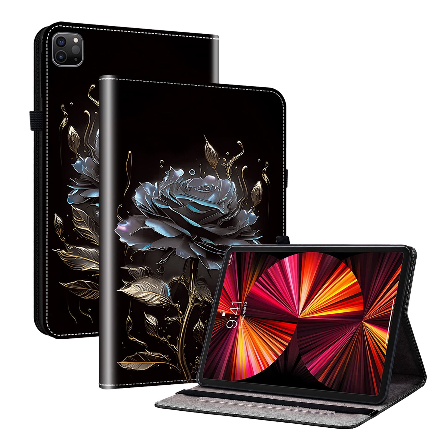 ELEHOLD for iPad Pro 13 2024 Case, PU Leather Flowers Pretty Unique ...